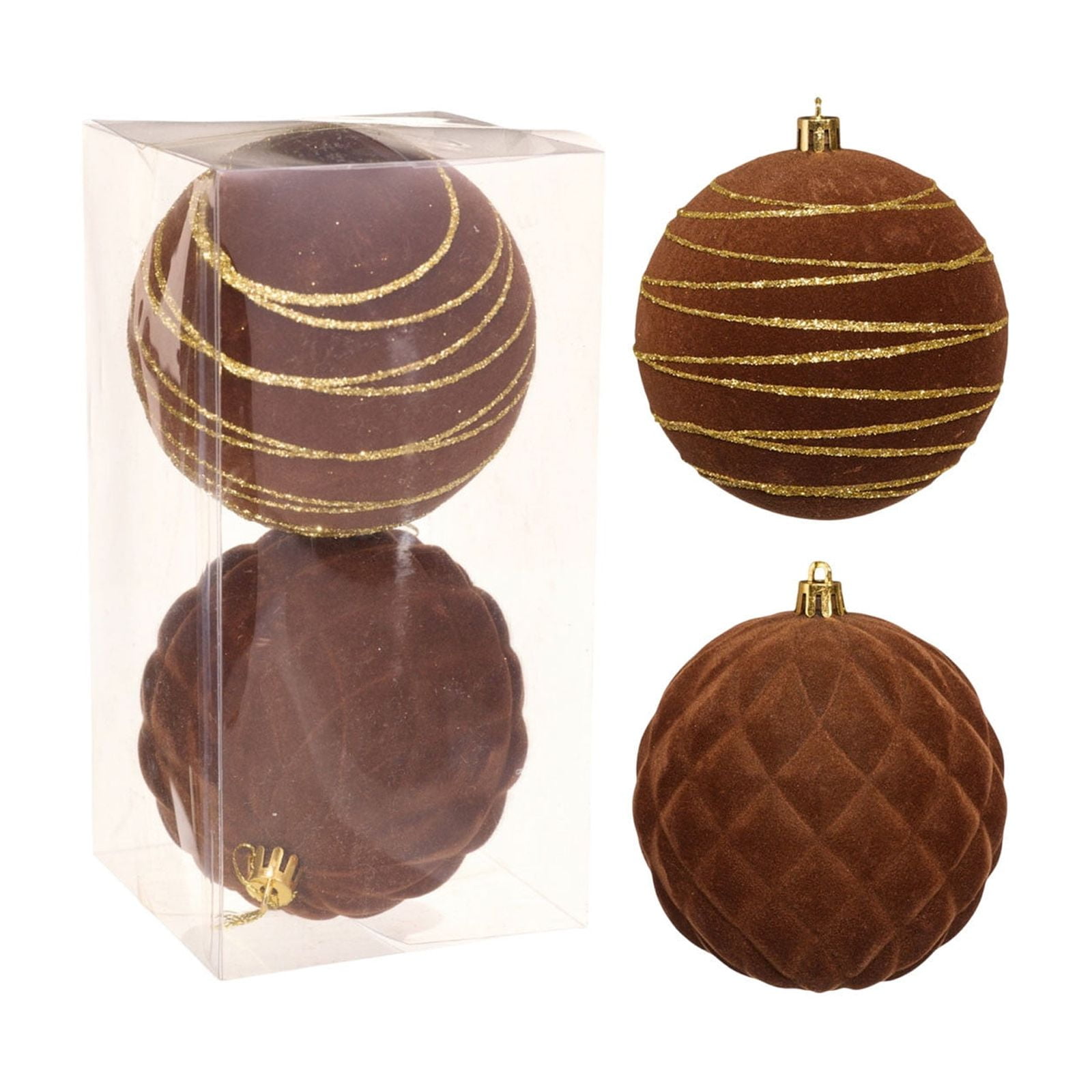 2 Pcs Velvet Christmas Ornaments Sets for Christmas,4" Shatterproof ...