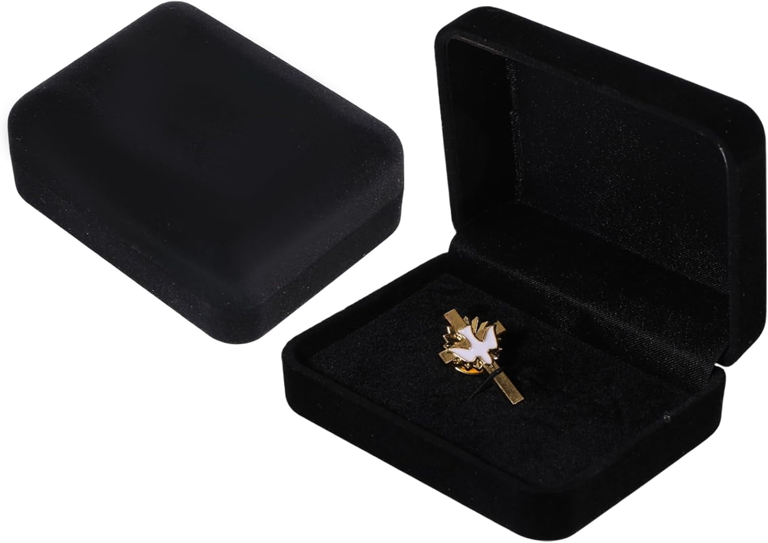 2 Pcs Velvet Cufflink Tie Clip Box Black Flocking Storage Gift Box ...