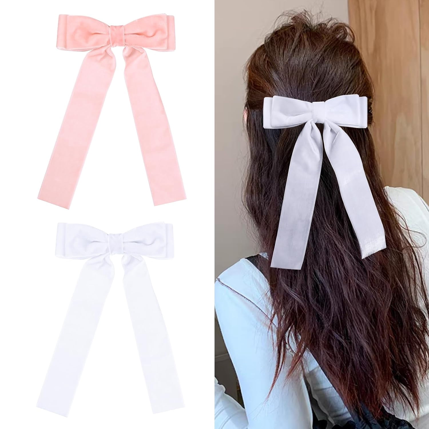 2 Pcs Velvet Hair Ties, Bows for Women, Back to School Gifts Headdress ...