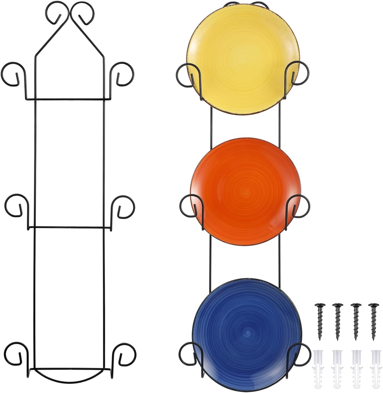 2 Pcs Vertical Wall Plate Holder for Display Plate Hanger Includes Non ...