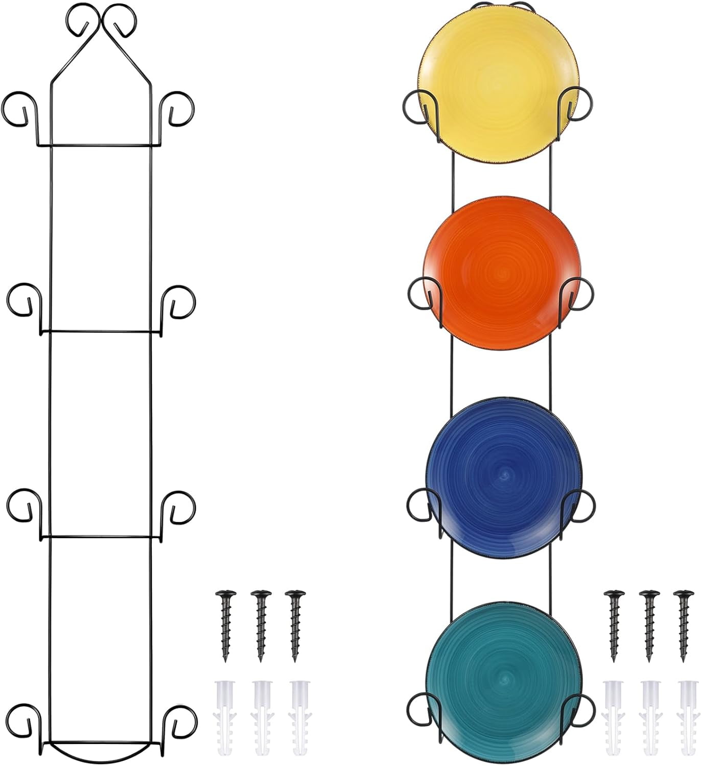 2 Pcs Vertical Wall Plate Holder for Display Plate Hanger Includes Non ...