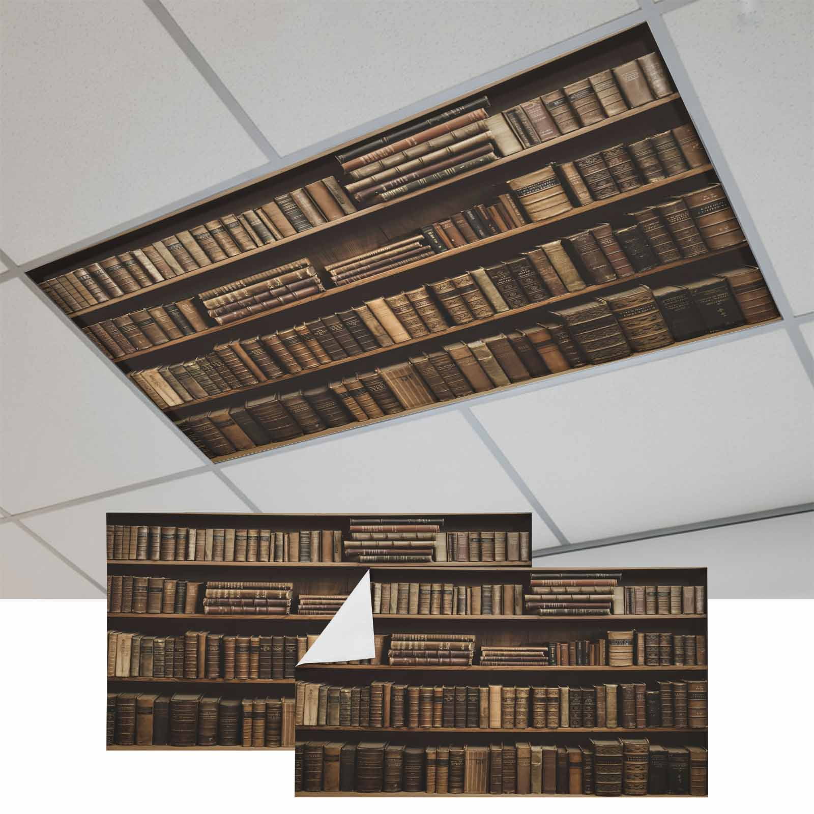2 Pcs Vintage Bookshelf Fluorescent Light Covers Library Book Retro ...