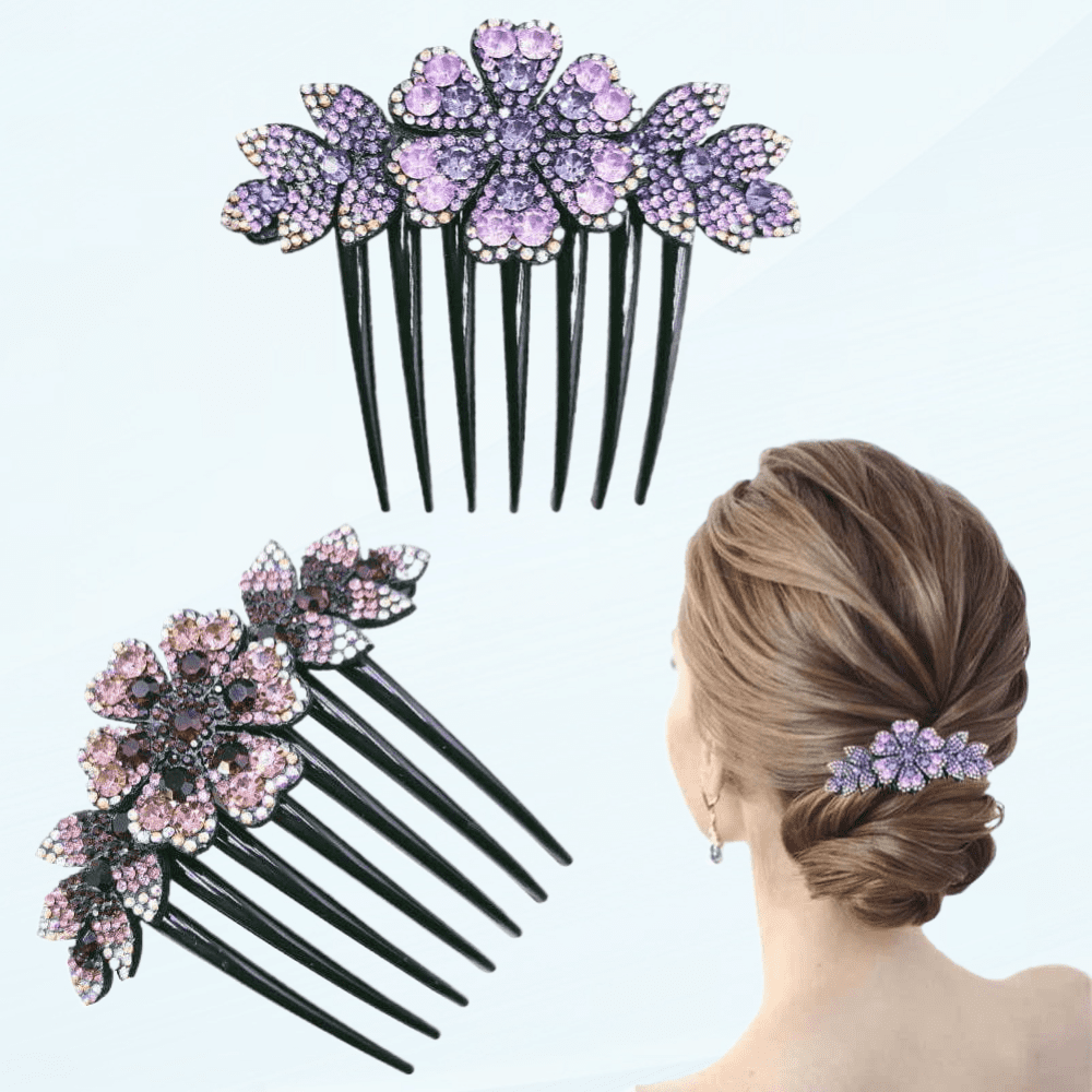 2 Pcs Vintage Flower Hair Side Combs Clip Rhinestone Hair Combs for ...