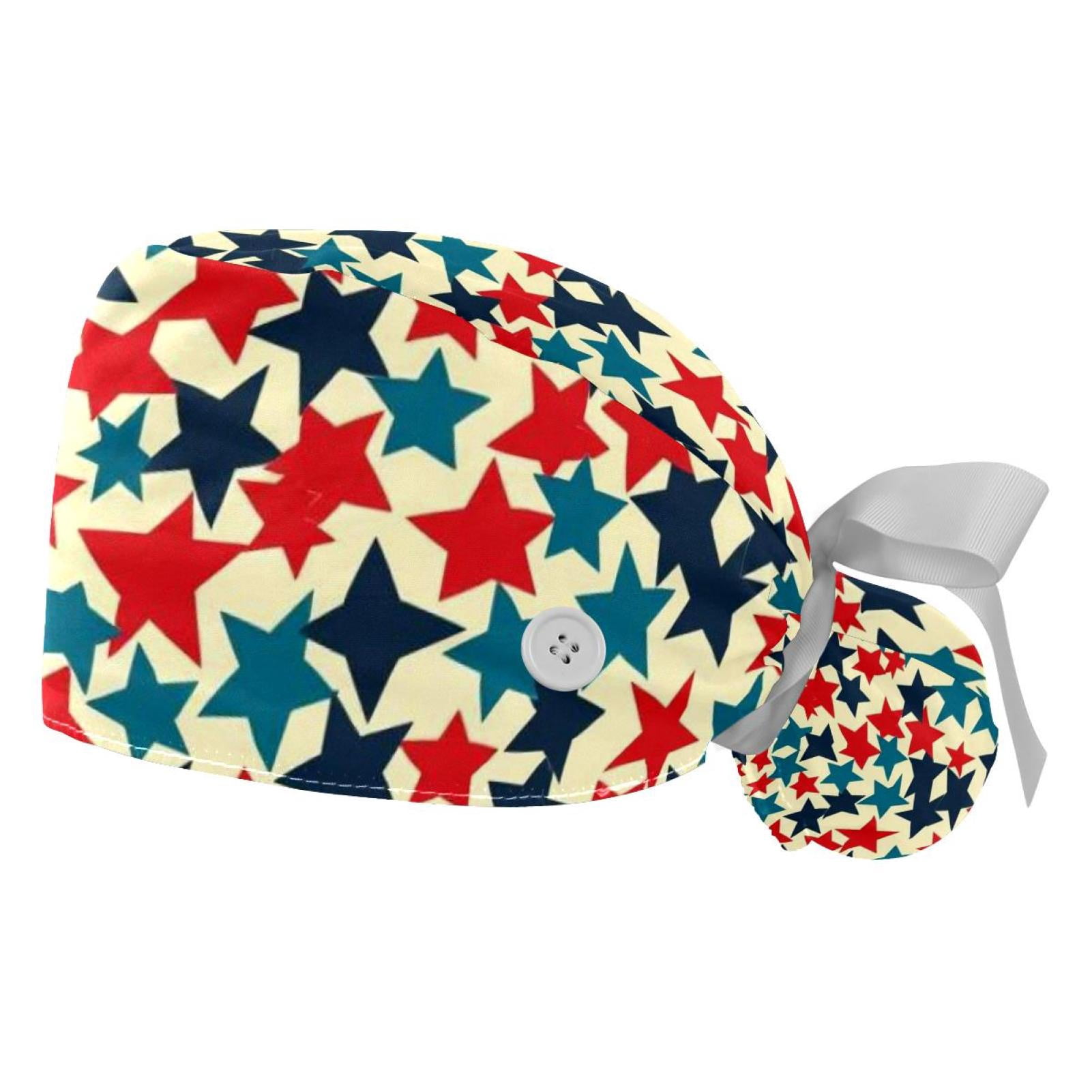 2 Pcs Vintage Stars Scrub Caps Adjustable Women Nursing Cap with ...