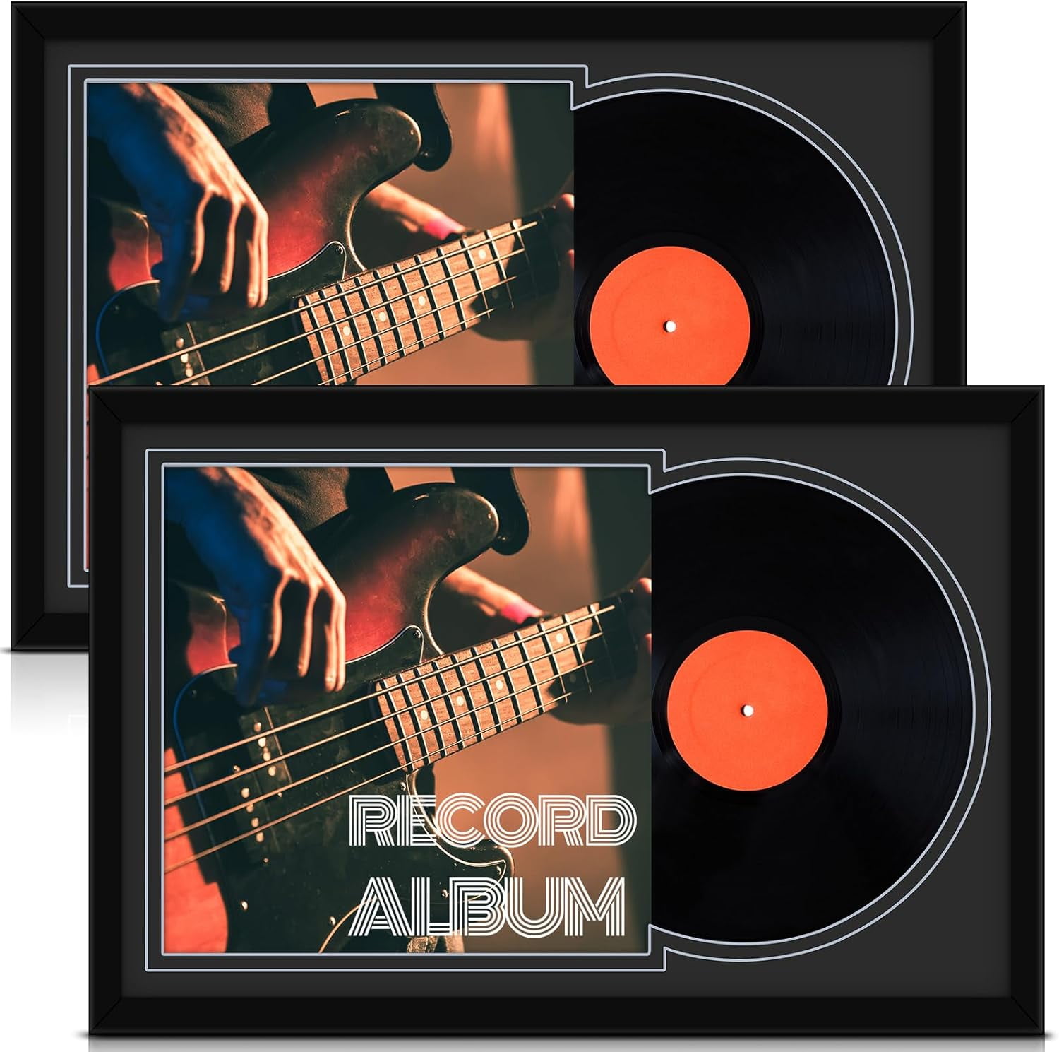 2 Pcs Vinyl Record Frame, Wall Mounting Double Groove Record Album ...