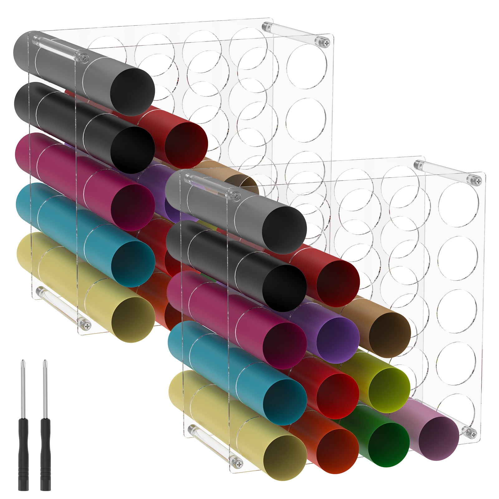 2 Pcs Vinyl Roll Storage Rack with 25 Holes Removable Vinyl Roll Holder ...