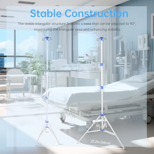 2 Pcs WONDSIGHIN Foldable IV Pole with Portable Bag, Collapsible IV ...