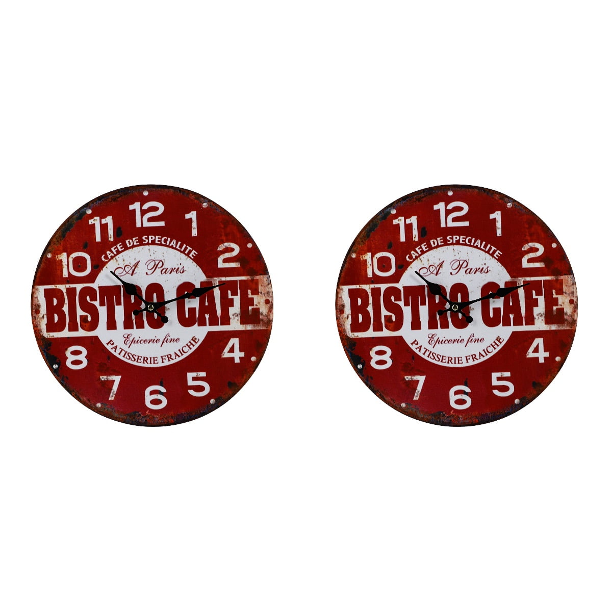 Hytrove ABS Wall Clock Red Color General Users Home Interior 2Pcs 11 ...