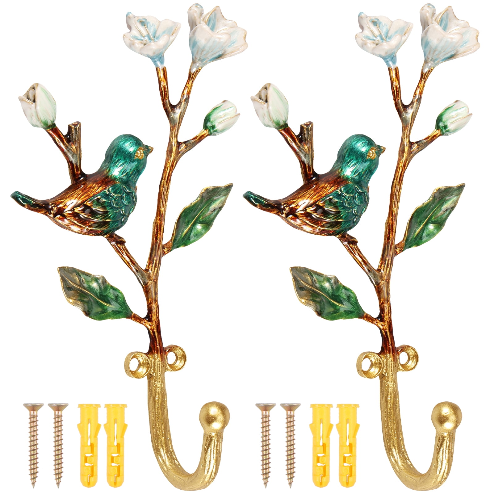 2 Pcs Wall Hooks with 4 Screws Vintage Wall Hook Set Decorative Wall ...