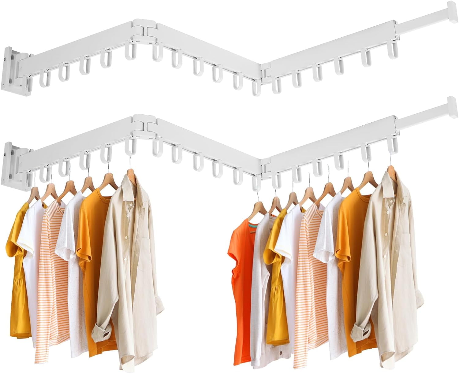 2 Pcs Wall Mounted Laundry Room Rack Clothes Drying Rack Over The Door ...