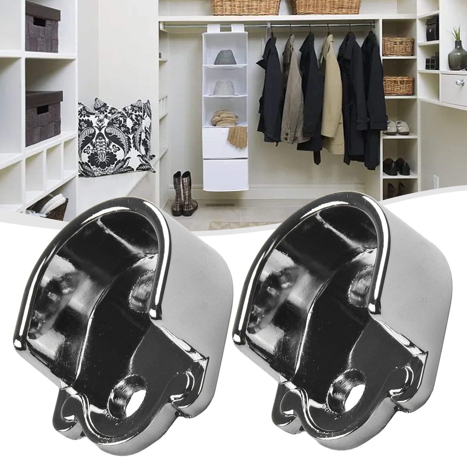 2 Pcs Wardrobe Rod Bracket Flange Seat U-Shaped Socket Bracket Open ...