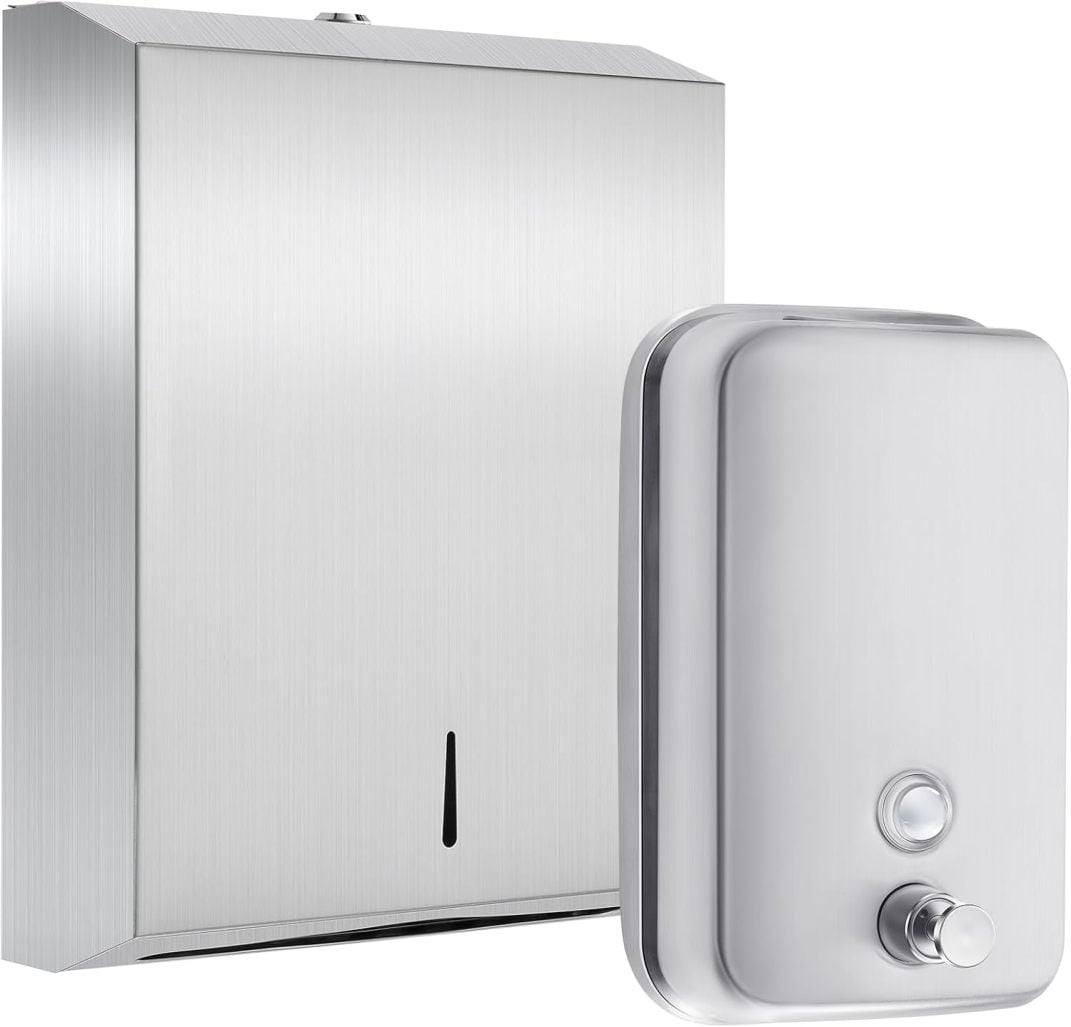 2 Pcs Washroom Solution Set Include 1 Stainless Steel Soap Dispenser ...