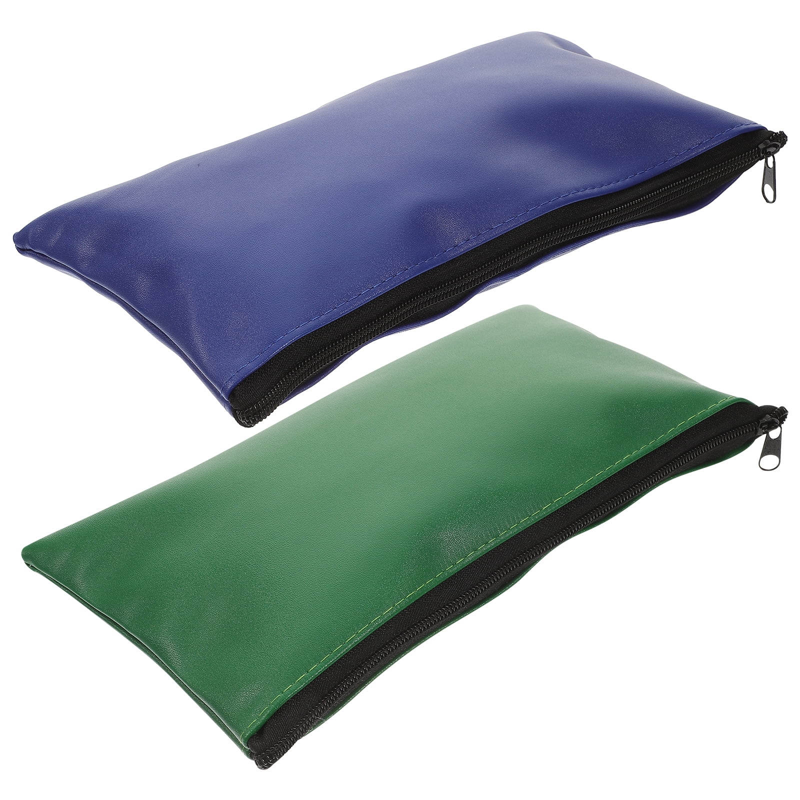 2 Pcs Waterproof Deposit Bag File Pouch Leather Folder Coin Purse with ...