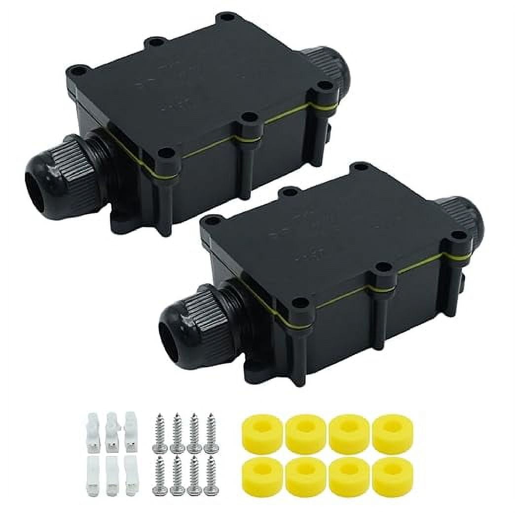 2 Pcs Waterproof Electrical Box Cable Junction Box Outdoor IP68 2Way ...