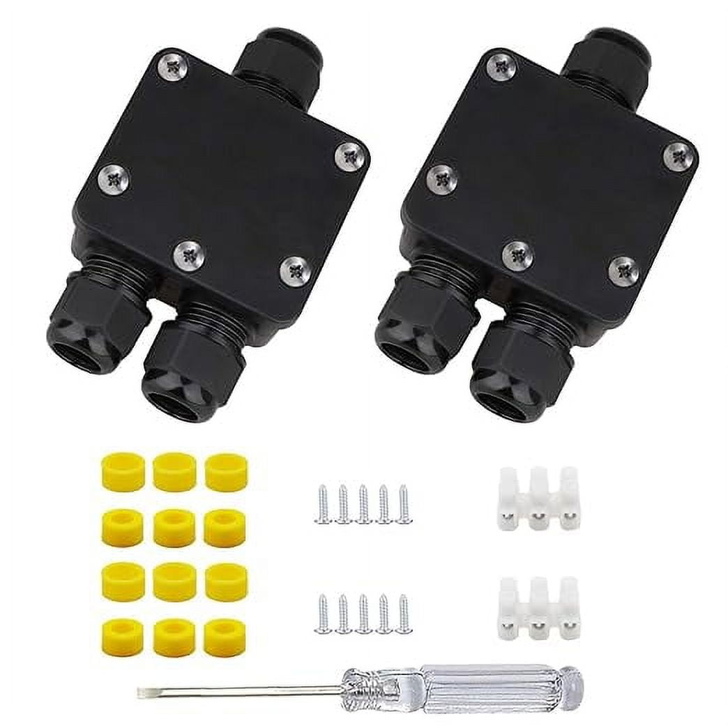 2 Pcs Waterproof Junction Box 3 Way, IP68 External Waterproof ...