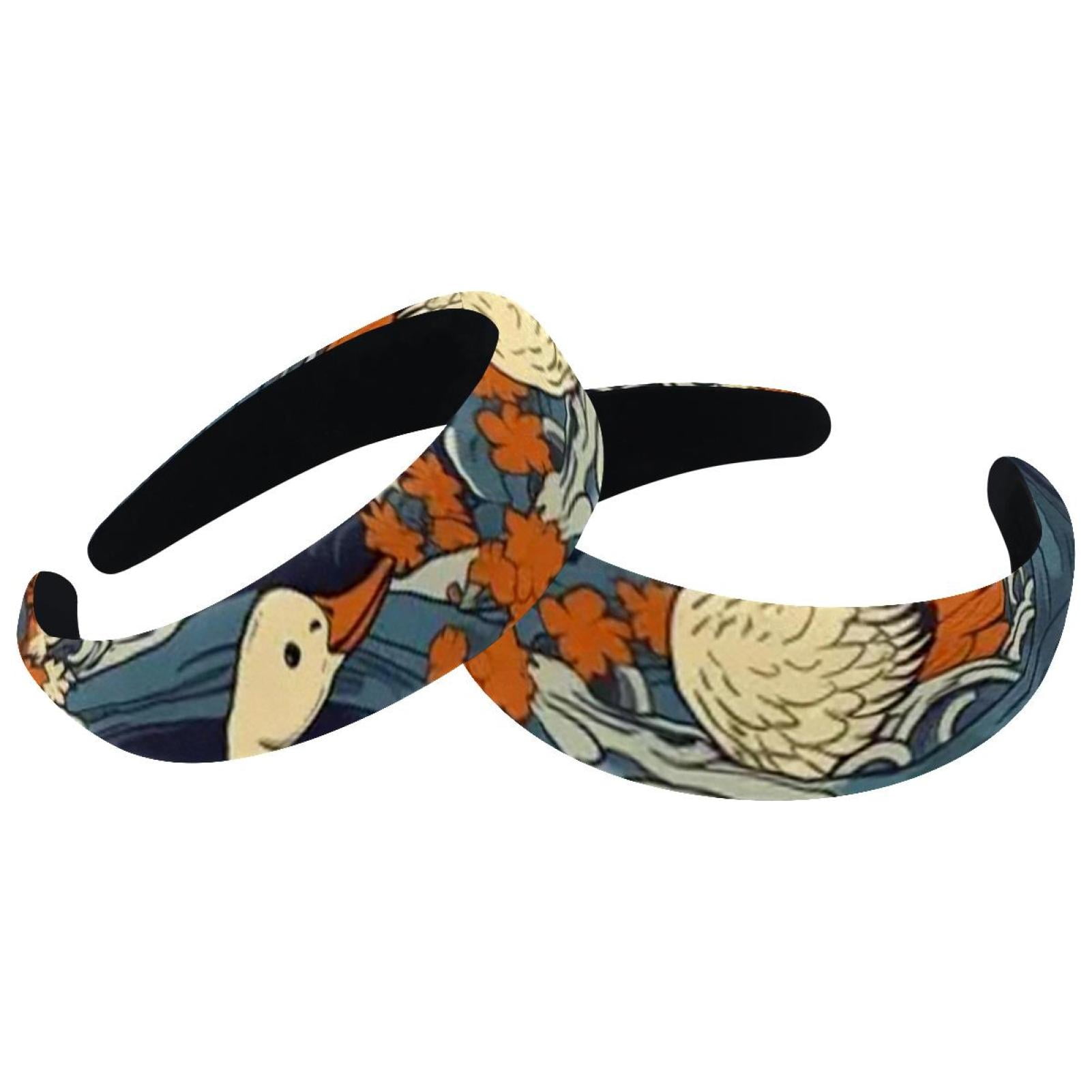 2 Pcs Wave Duck Pattern Headbands for Women, Polyester Wide Headbands ...
