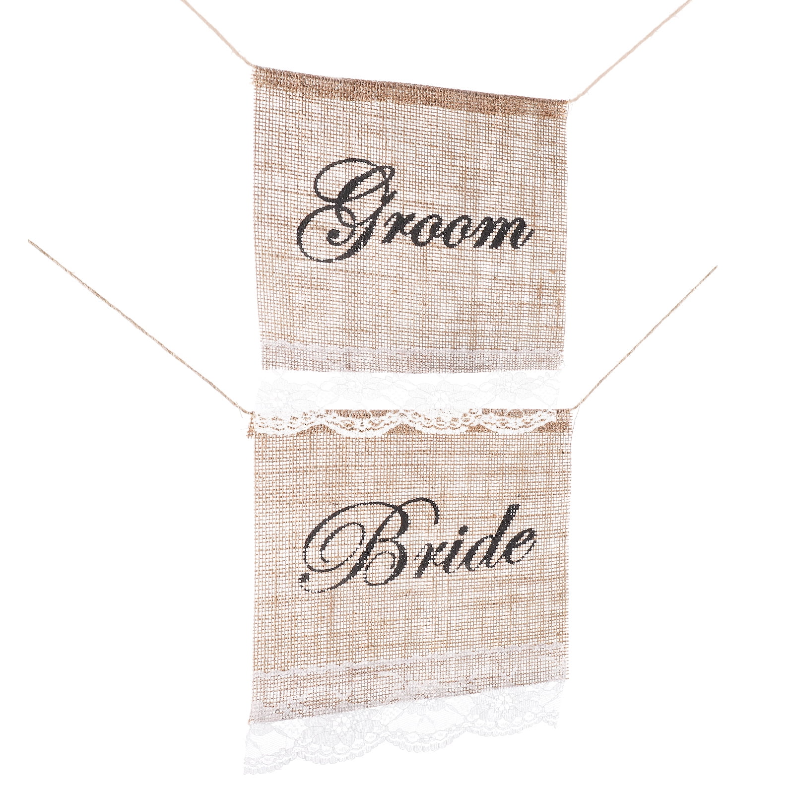 2 Pcs Wedding Party Decoration Hessian Chair Banner Rustic Bride ...