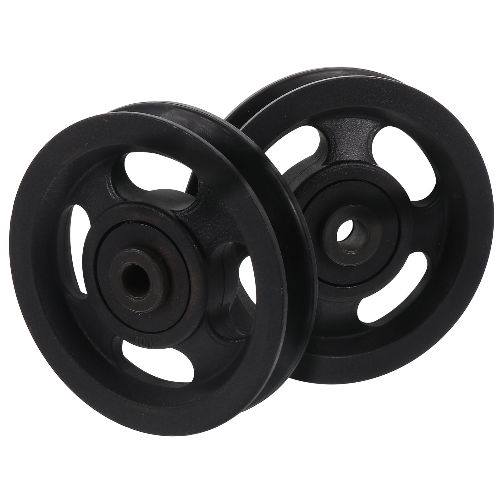 2 Pieces Heavy Duty Iron Core Pulley Wheels Weight Pulley System for ...