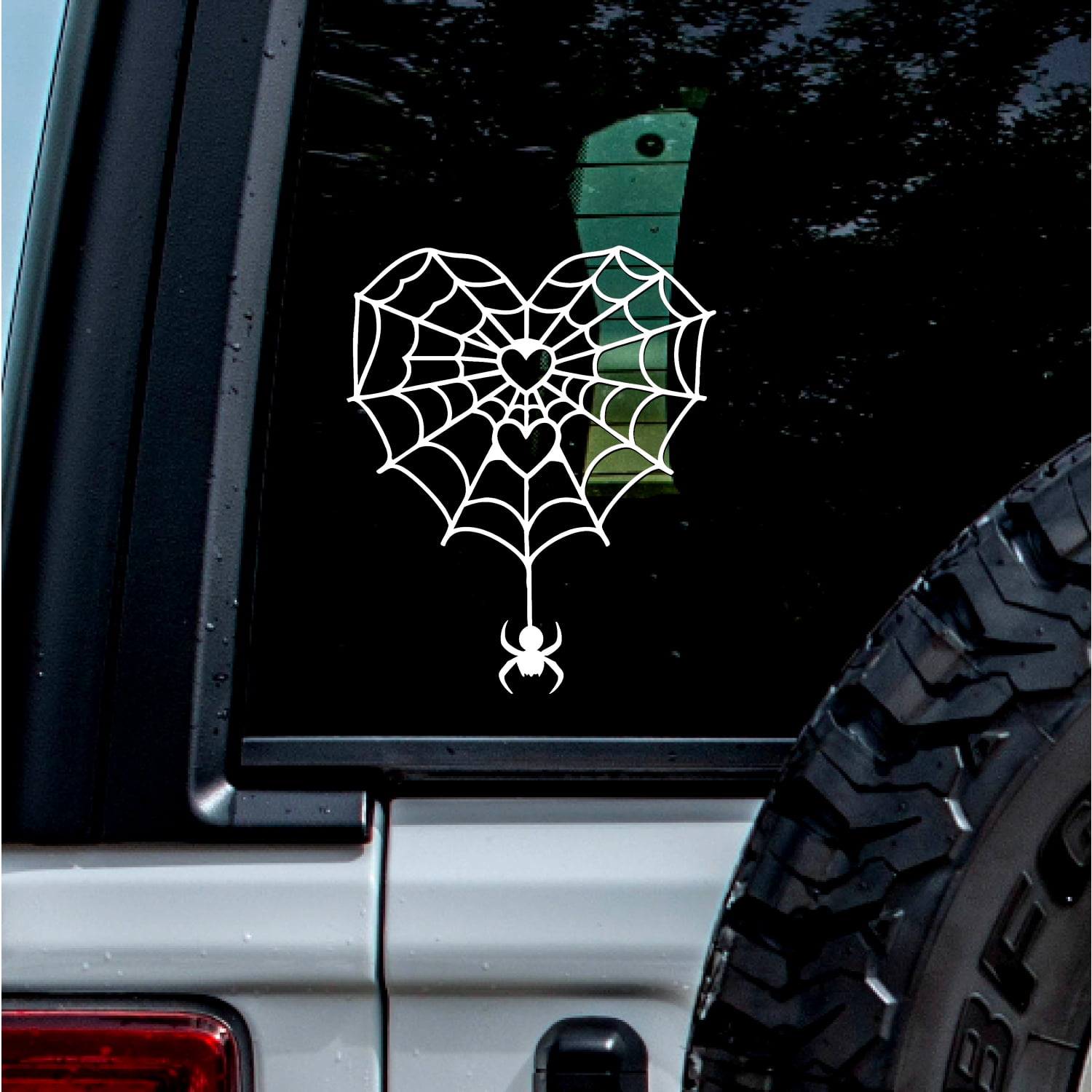 (2 Pcs, White, 11'' X 13.3'') Spiderweb Heart Sticker Decal For Home ...