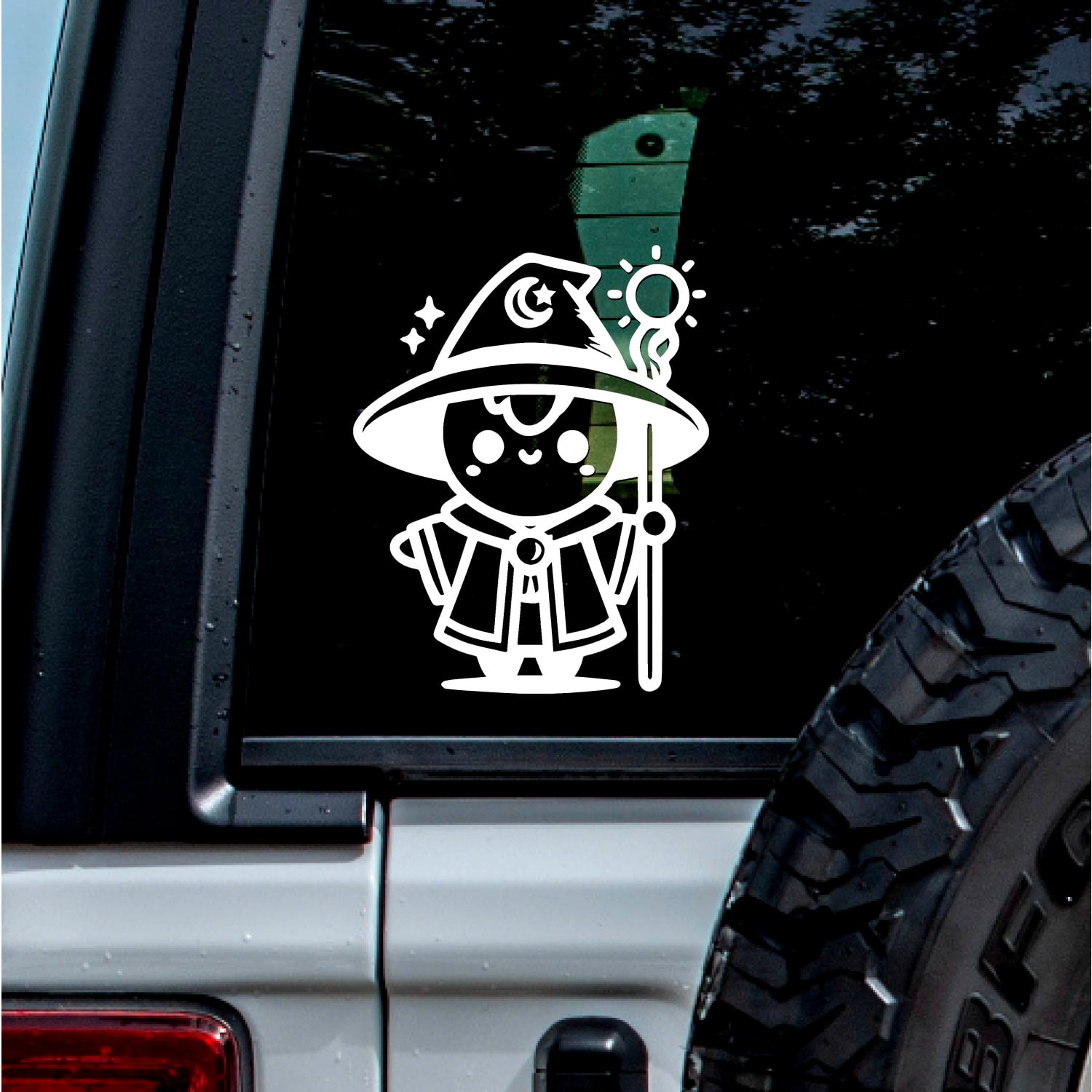 (2 Pcs, White, 11'' X 13.8'') Transparent Adhesive Decal Sticker Of Chibi Wizard For Car Bumper ...