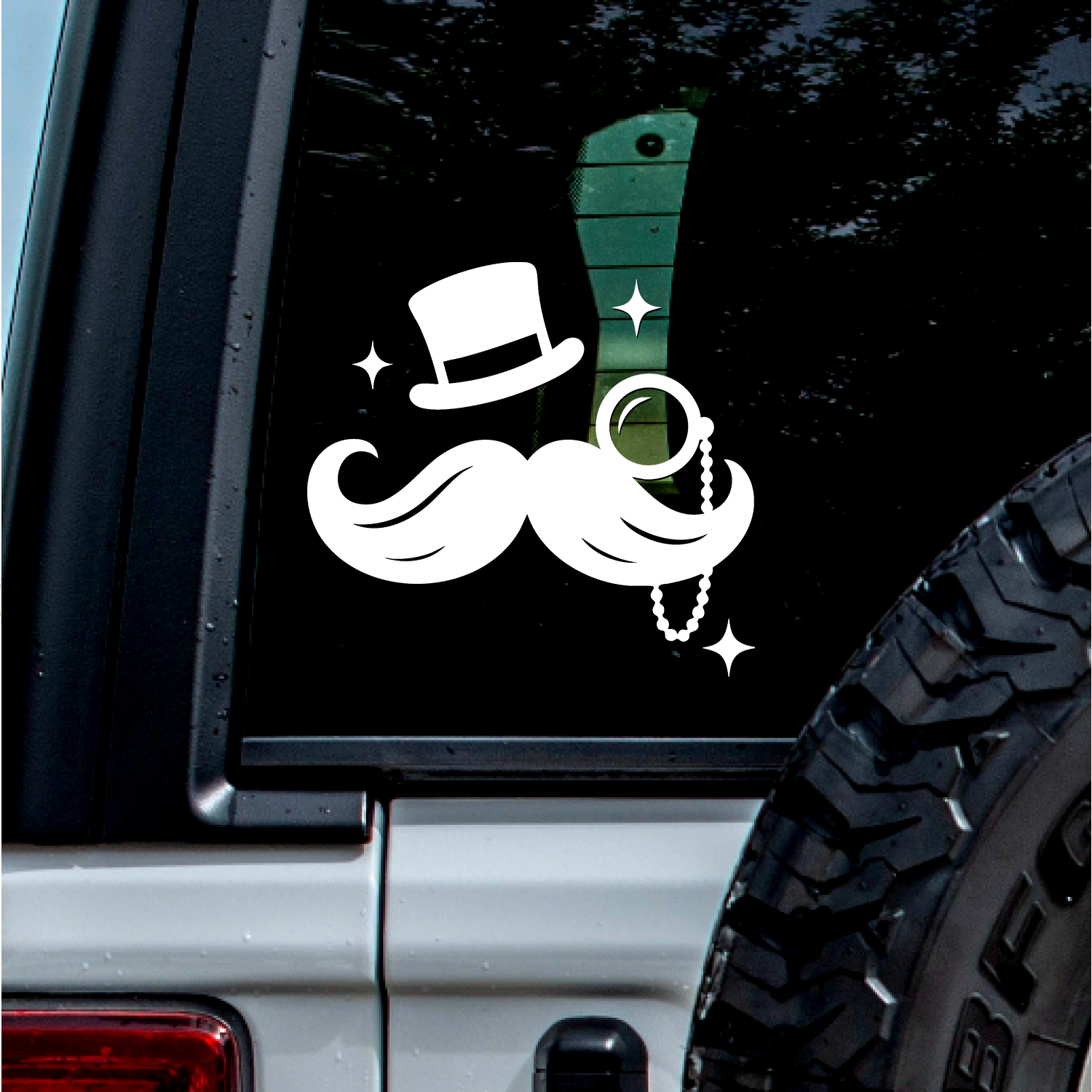 (2 Pcs White, 4.1'' x 3.8'') - Vinyl Sticker Decal - "Mustache ...