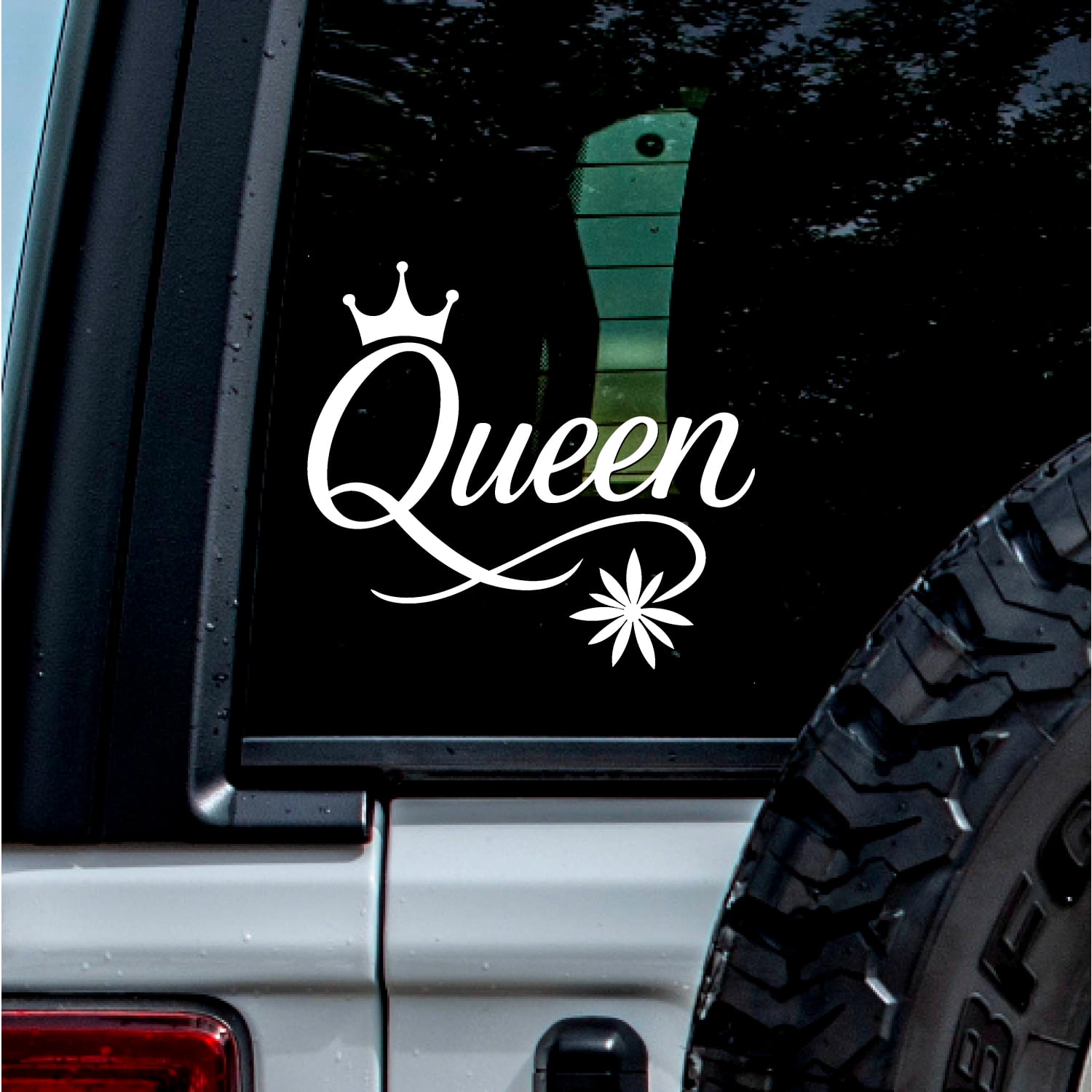 (2 Pcs White 5.0'' x 4.8'') - No Background - Waterproof of Queen Crown ...