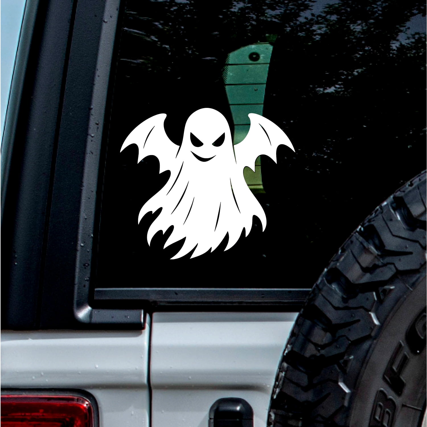 (2 Pcs White, 6.5'' x 5.6'') - Vinyl Sticker Decal - "Funny Cute Ghost ...