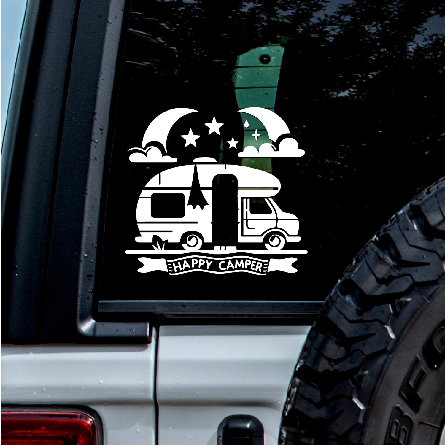 (2 Pcs, White, 7.6'' X 7'') Transparent Adhesive Decal Sticker Of Happy ...