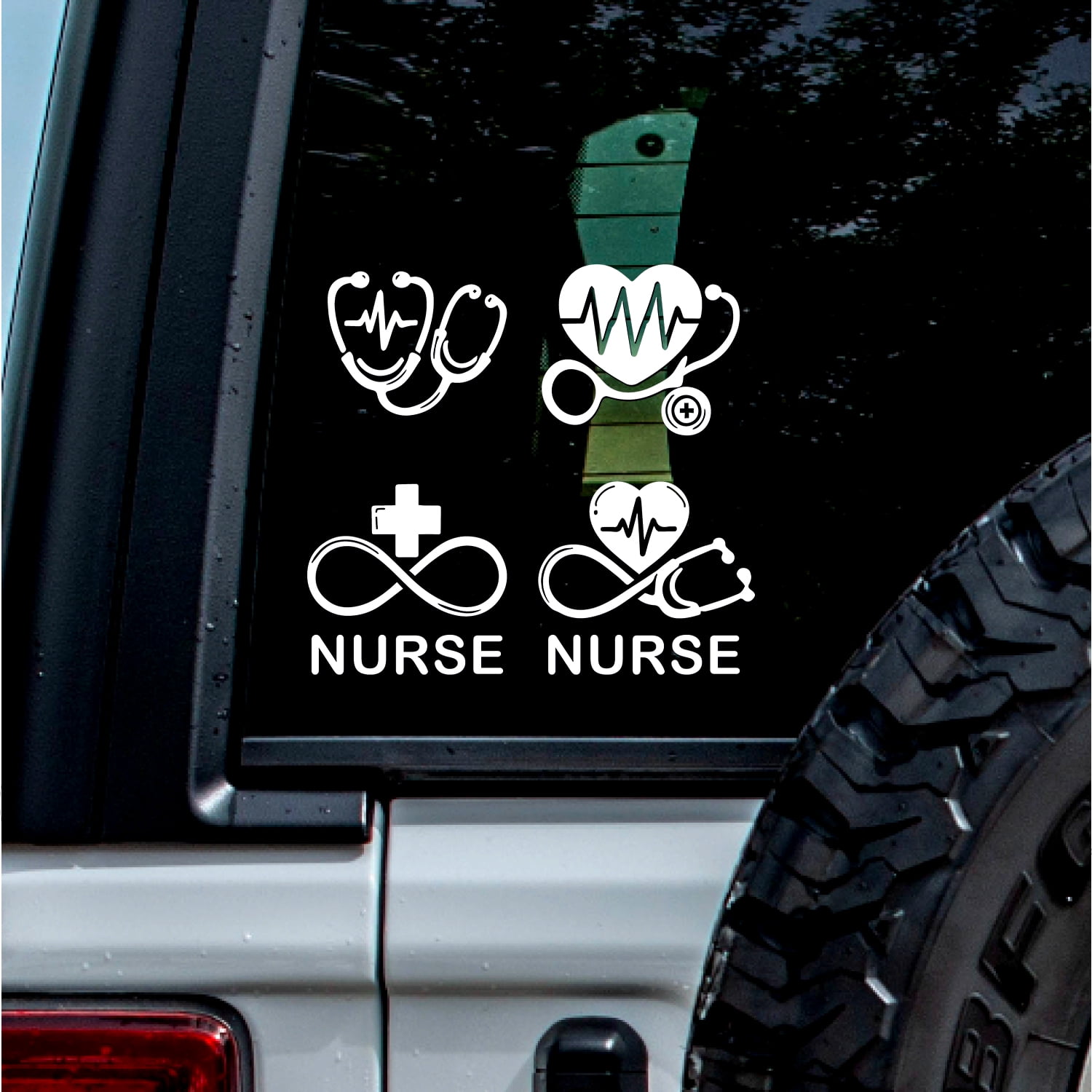 (2 Pcs, White, 7.6'' X 7'') Transparent Adhesive Decal Sticker Of Nurse ...