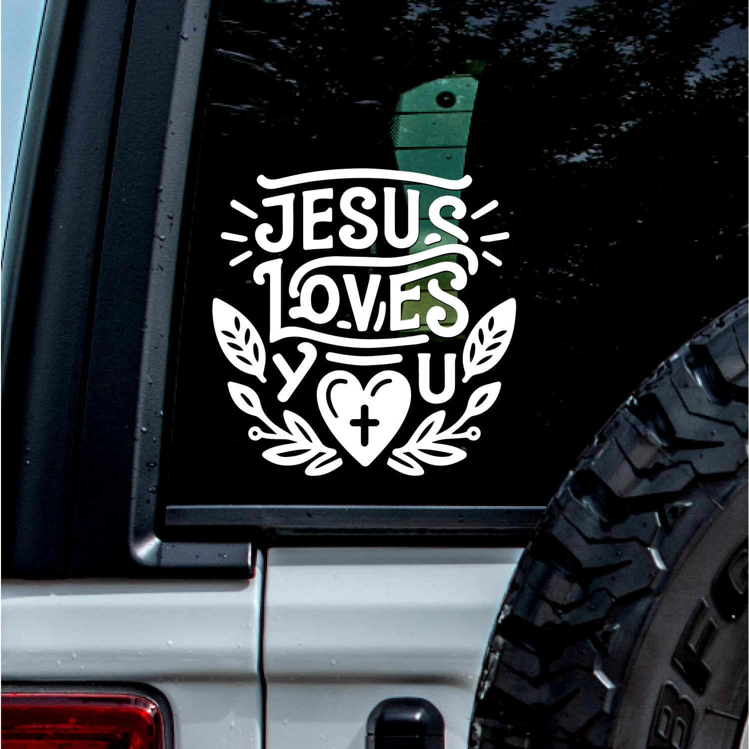 (2 Pcs, White, 7'' X 7.1'') Transparent Adhesive Decal Sticker Of Jesus ...