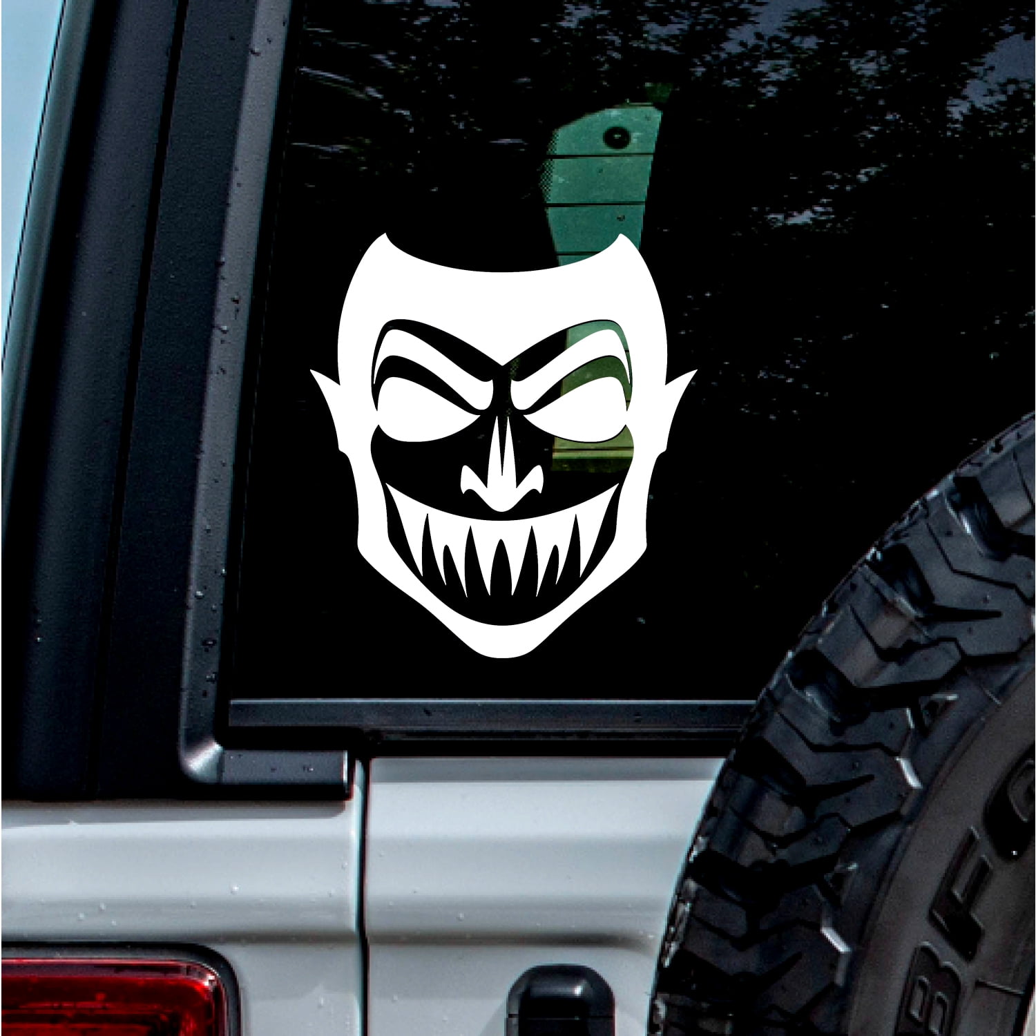 (2 Pcs, White, 7'' X 7.7'') Transparent Adhesive Decal Sticker Of Scary ...