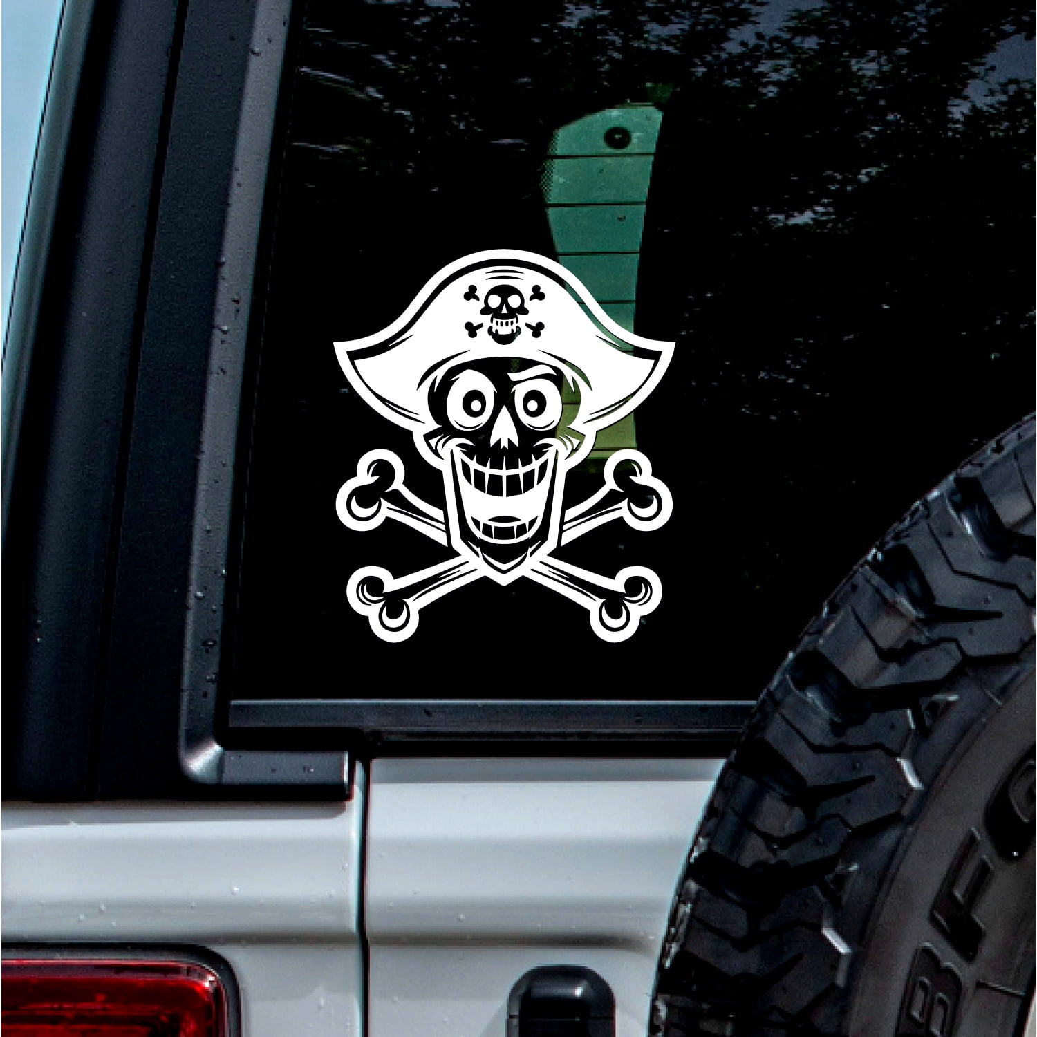 (2 Pcs, White, 8'' X 8'') Transparent Adhesive Decal Sticker Of Pirate ...