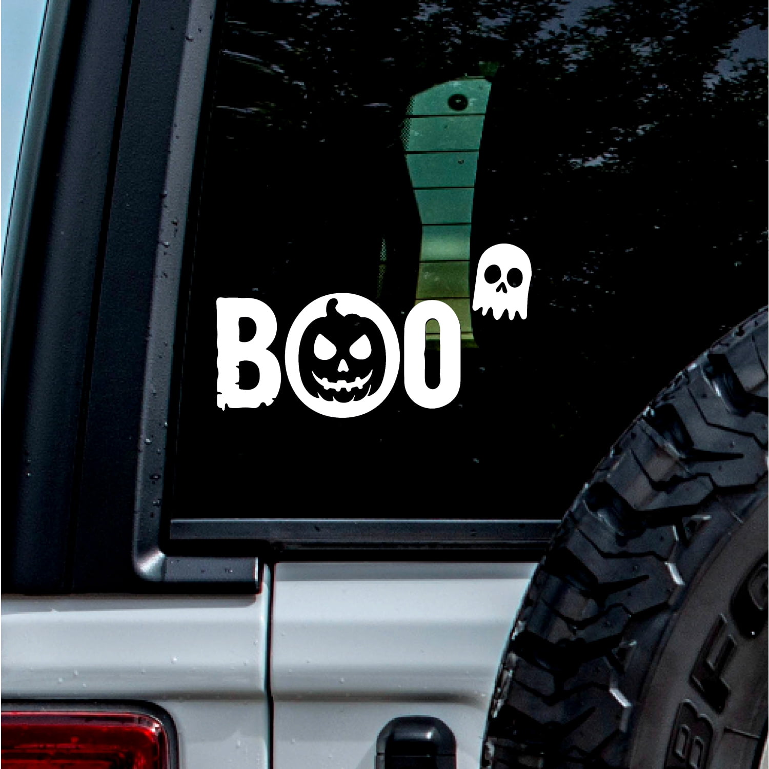 (2 Pcs, White, 9.5'' X 5.2'') Transparent Adhesive Decal Sticker Of Boo ...