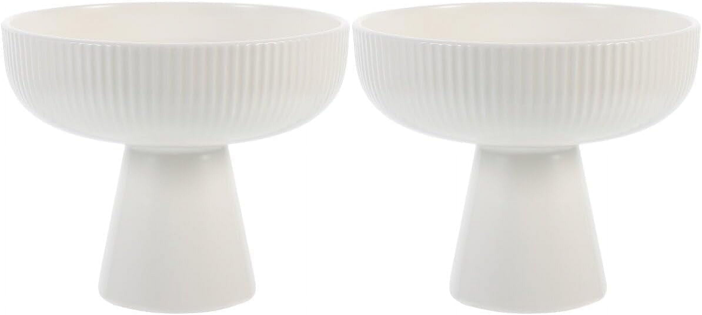 2 Pcs White Pedestal Bowls, Pedestal Fruit Bowls, Ceramic Footed Bowls ...
