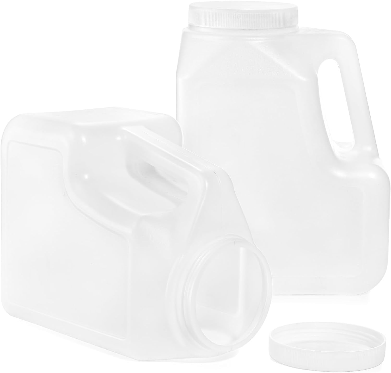 2 Pcs White Plastic Gallon Jar with Handle and Airtight Lid - Square ...