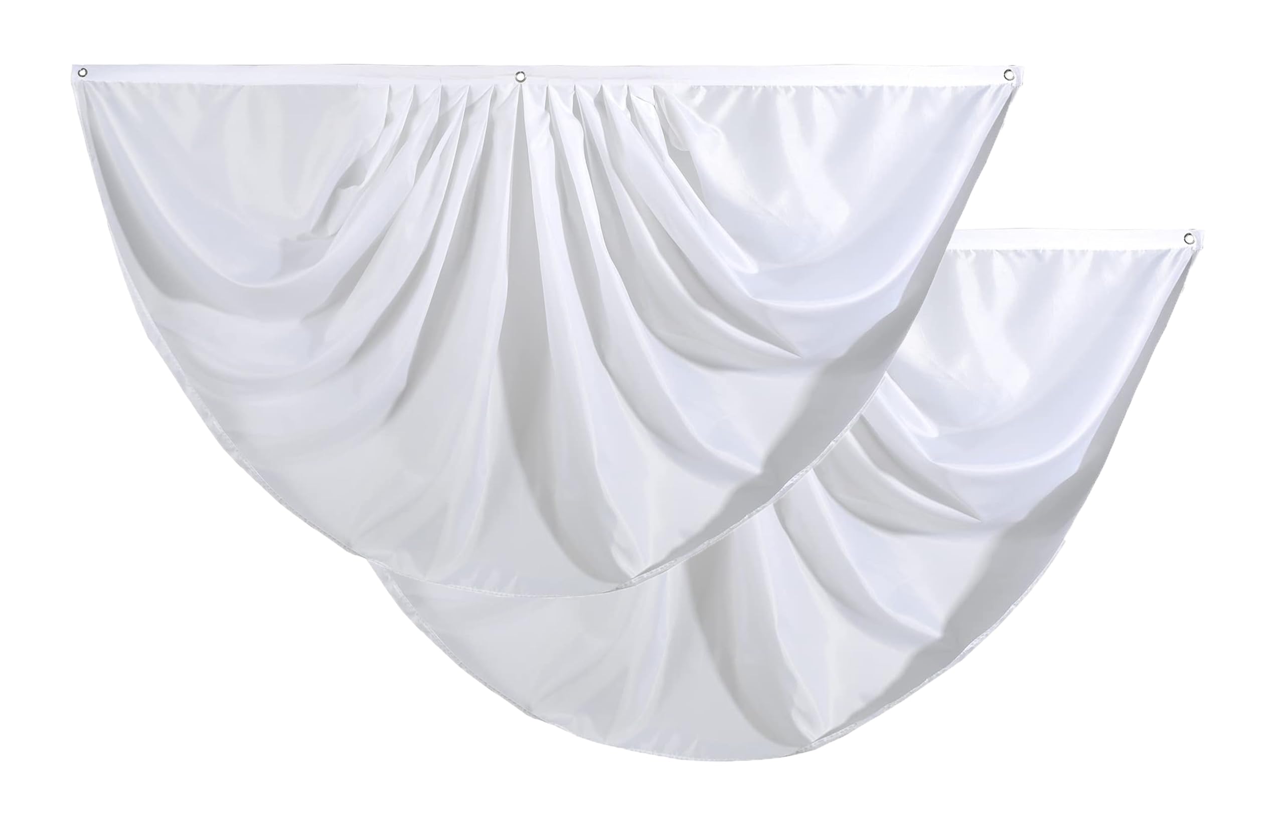 2 Pcs White Solid Colour Fan Flag,Colour Pleated Fan Flag Bunting 3 x 6 ...