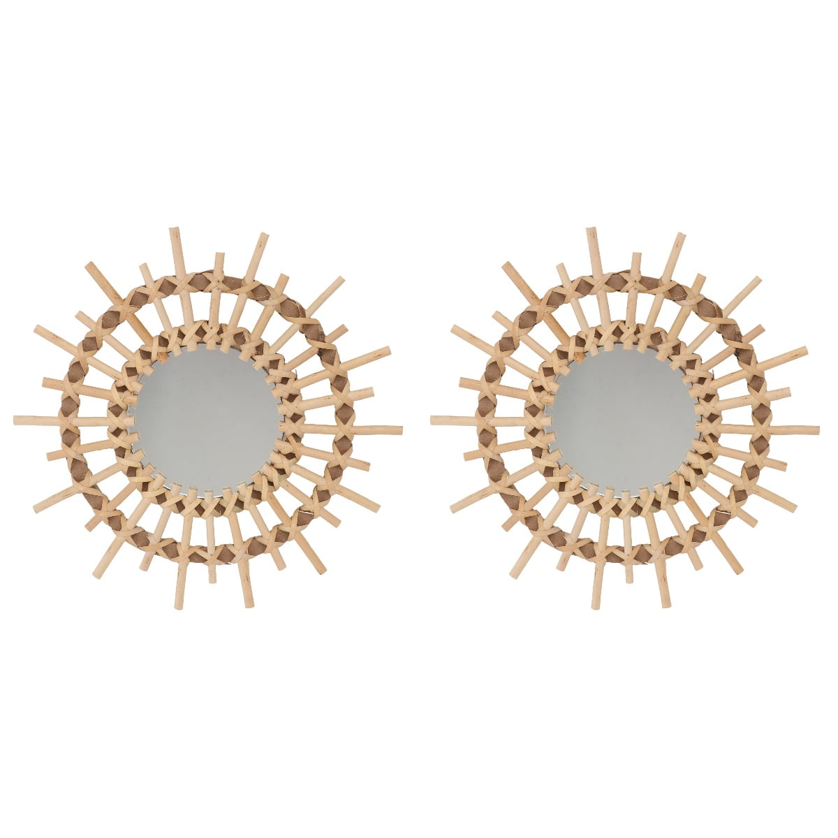 2 Pcs Wicker Mirrors for Wall Large Rattan Makeup Home Decor - Walmart.com