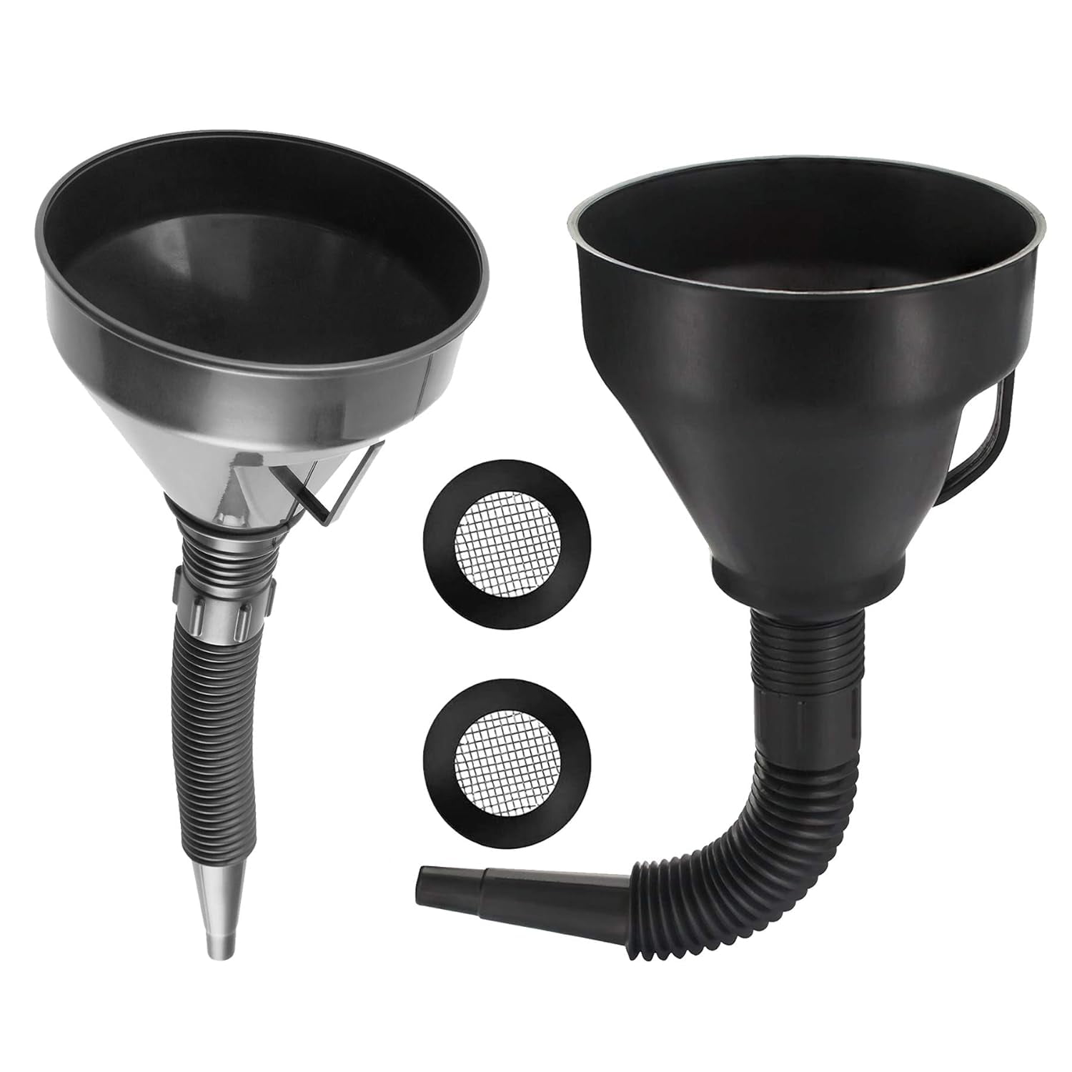 2 Pcs Wide Mouth Oil Funnel with Flexible Extension, Auto Nozzle Hose ...