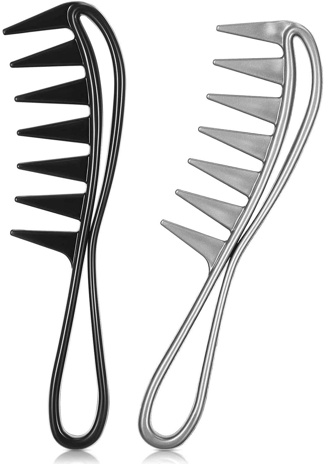 2 Pcs Wide Tooth Shark Combs Salon Large Teeth Combs Afro Comb Curl ...