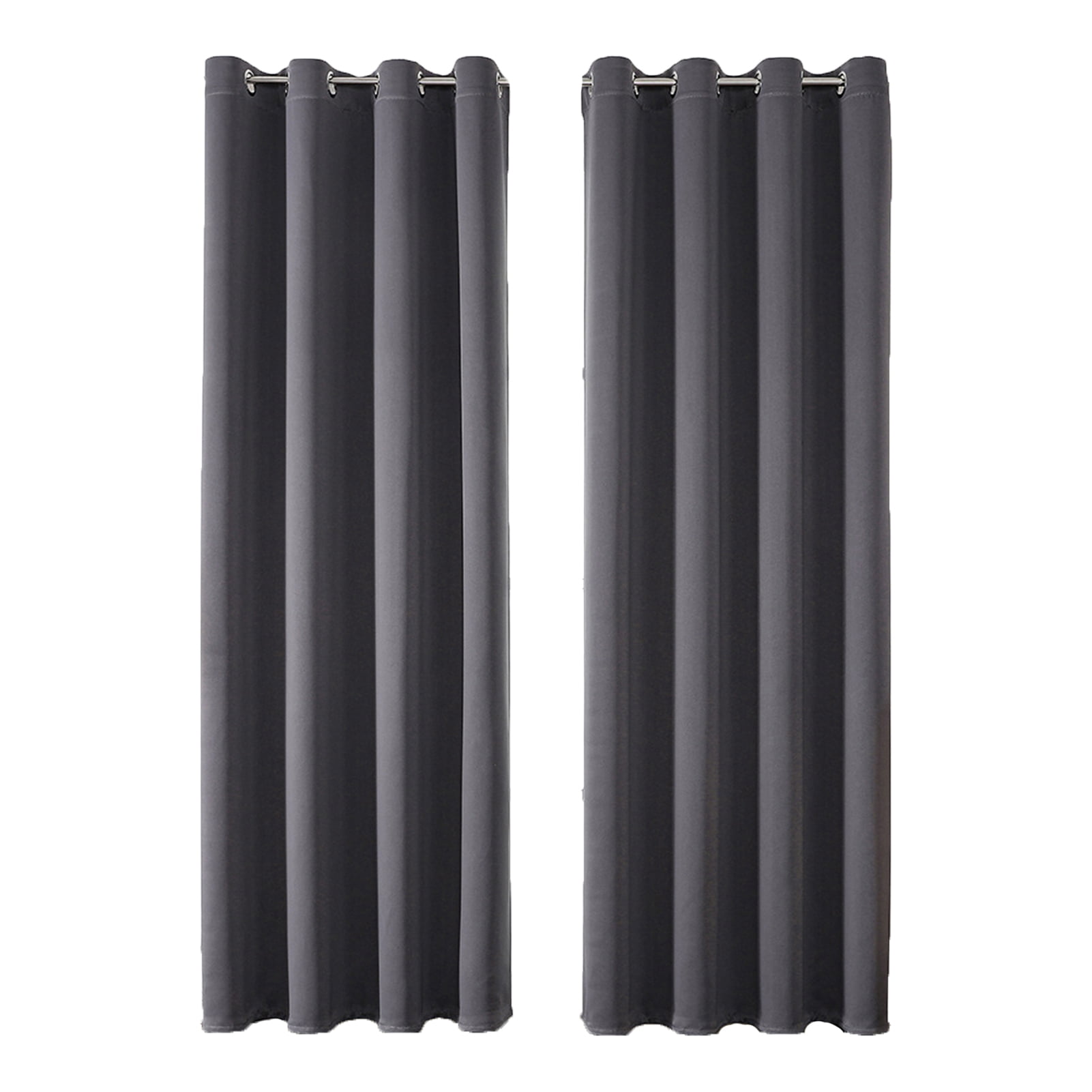 2 Pcs Window Curtains Dark Color Sunshade Rod-through Grommet Noise ...