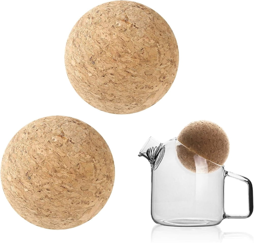 2 Pcs Wine Stopper Cork Ball Stopper,Wood Ball Stopper for Wine Carafe ...