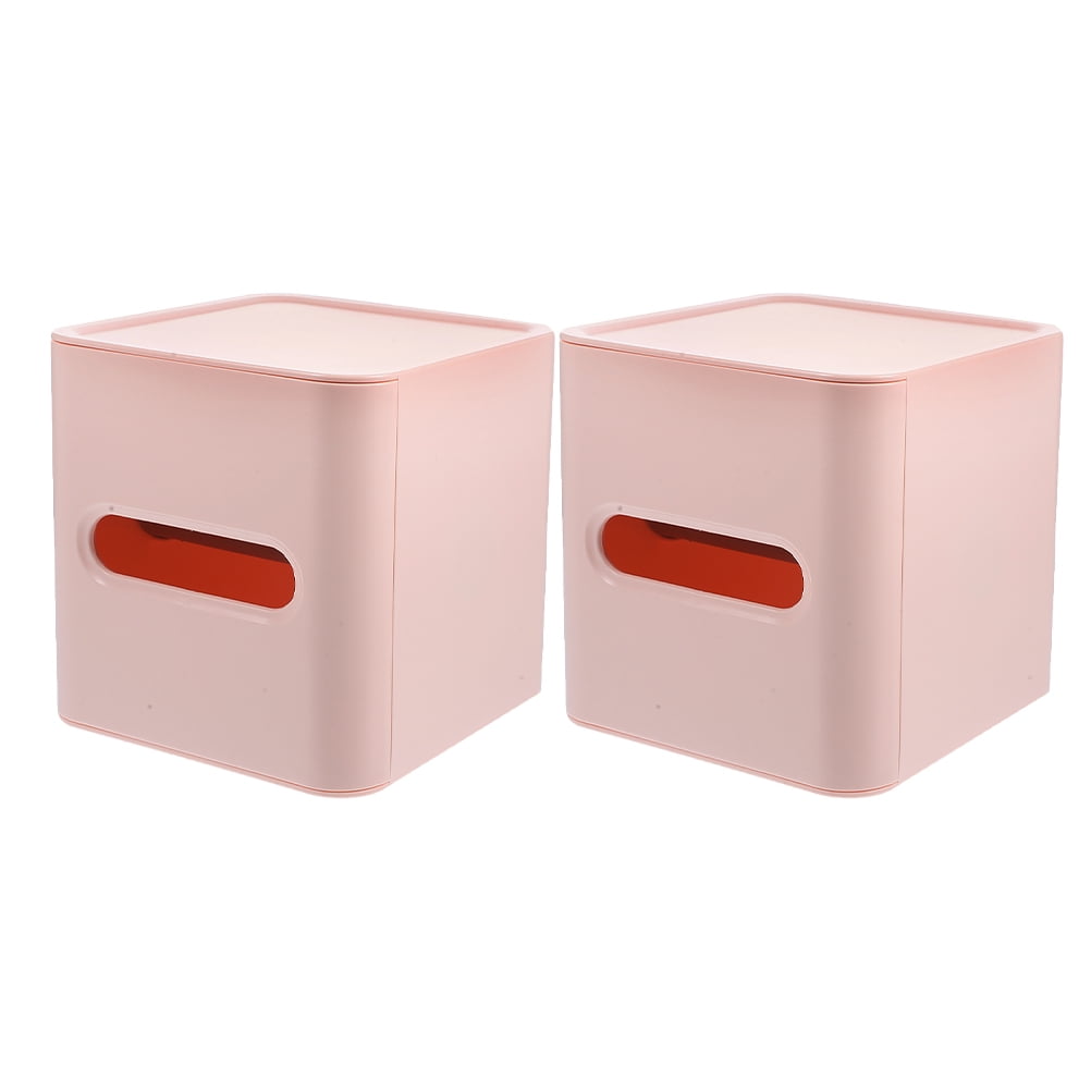2 Pcs Wire Lamp Shade Tissue Box Storage Box 14.00X14.00X14.00CM Pink ...