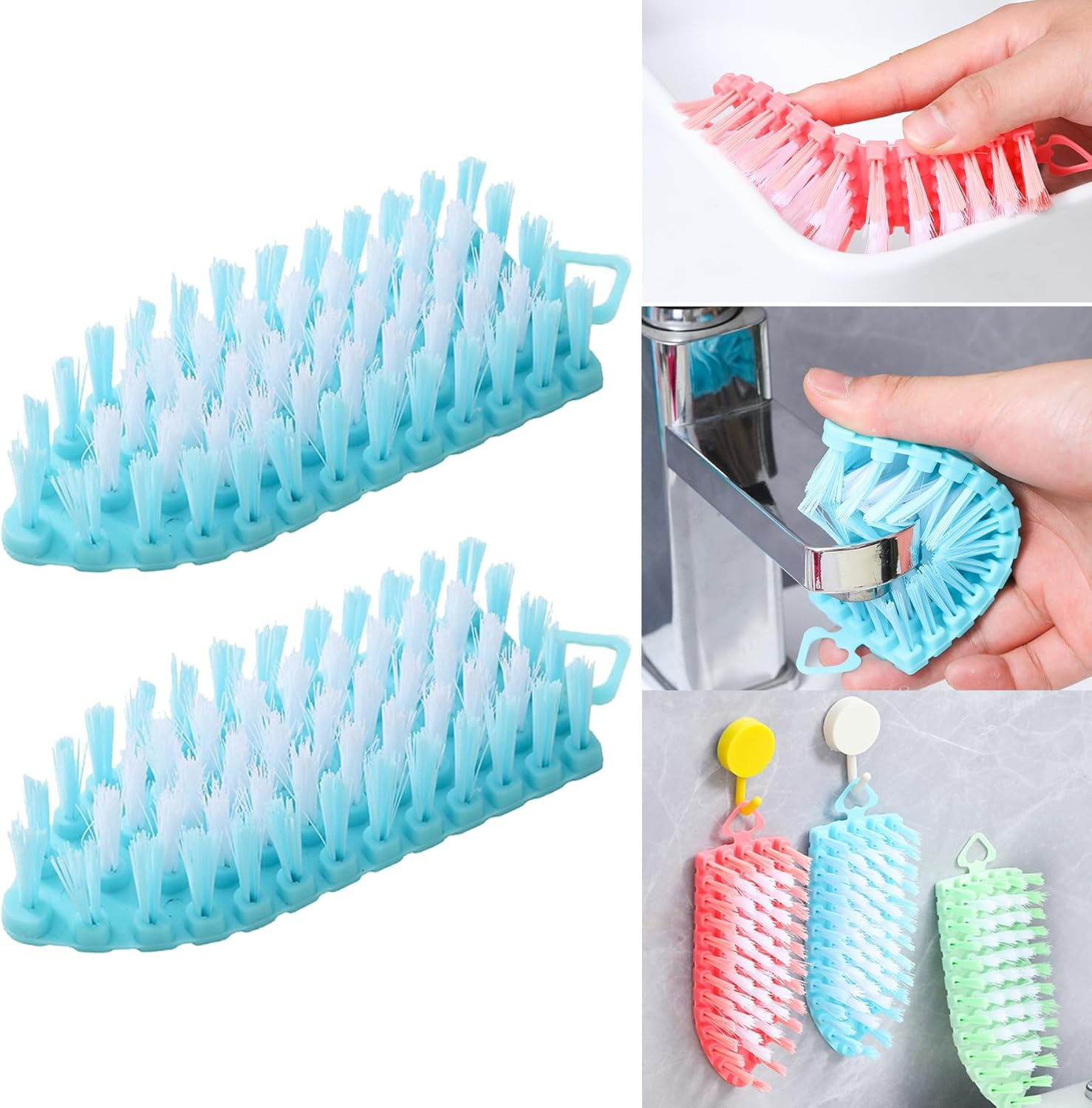 2 Pcs Without Dead Corner Multi Purpose Bendable Scrub Brush, Heavy ...
