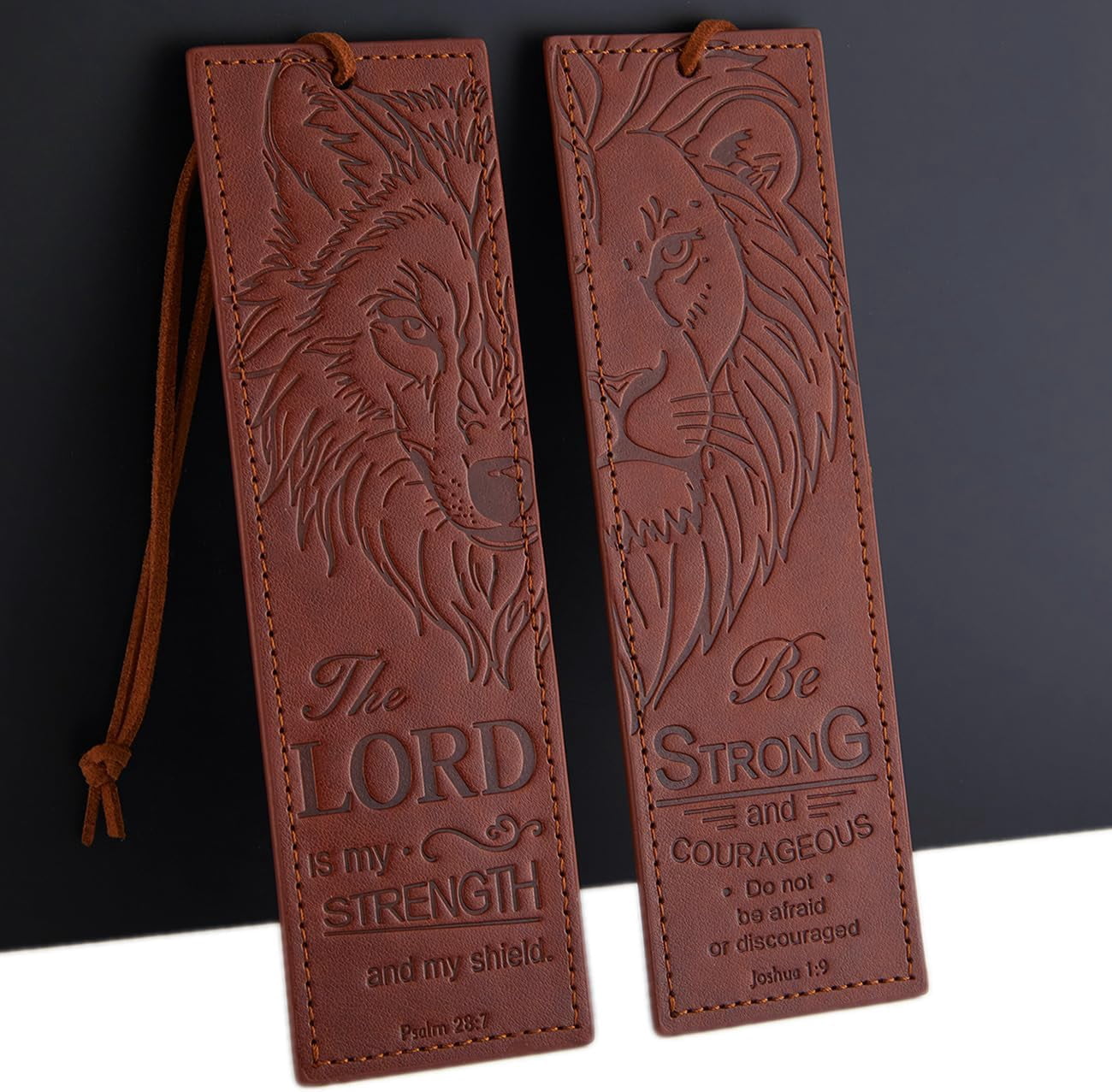 2 Pcs Wolf Lion Leather Bible Bookmark, Christian Bookmarks Gifts for ...