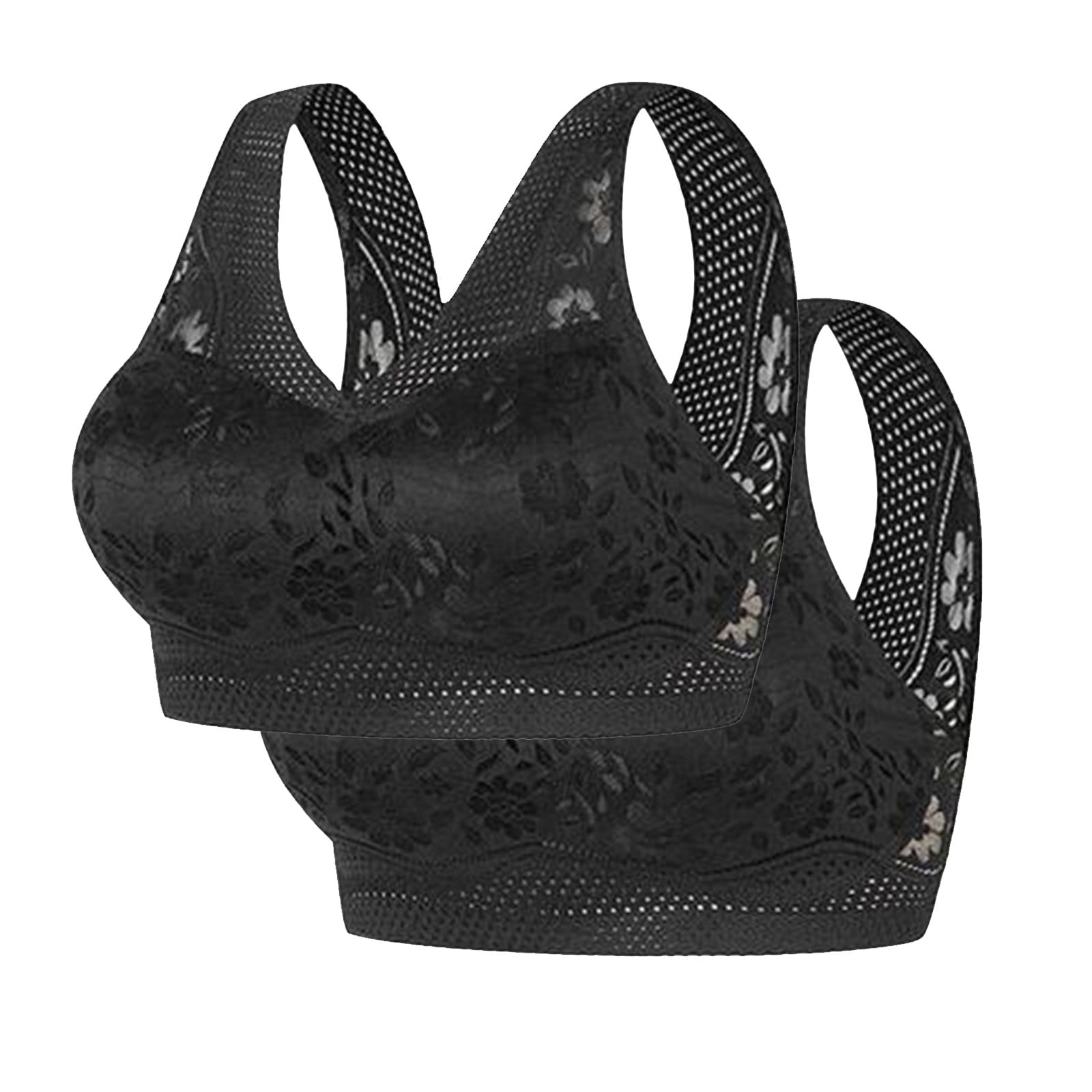 2 Pcs Women Push Up Bra Supportive Wireless Bralettes Breathable Wire ...