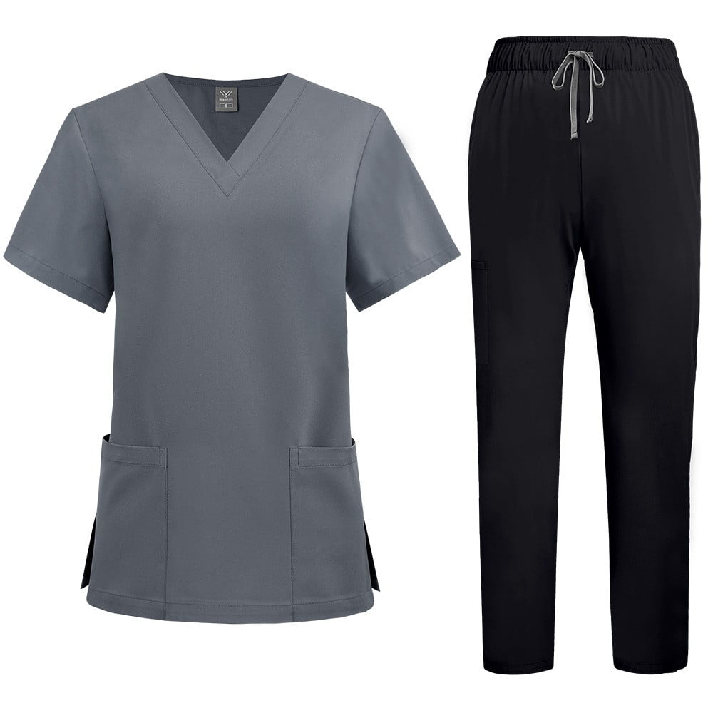2 Pcs Women Scrubs Sets Nurses Uniform Plus Size Stretch Jogger & Work ...