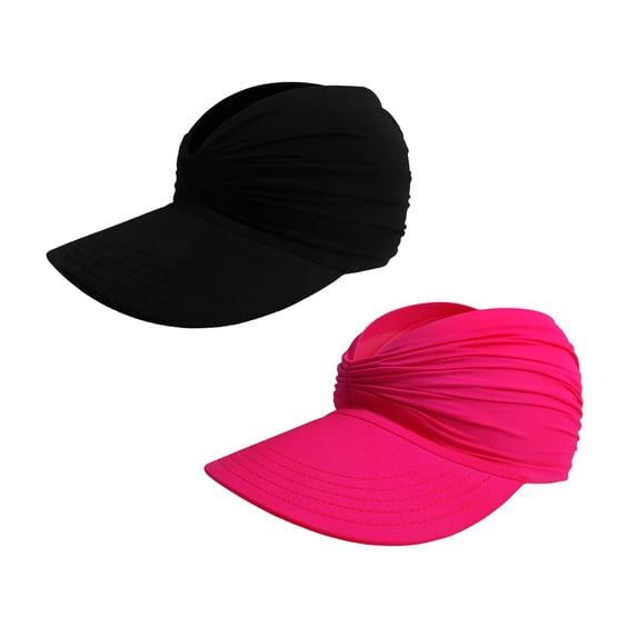 2 Pcs Women's UPF 50+ UV Protection Sun Visor Hat, Ponytail Cap, Wide ...