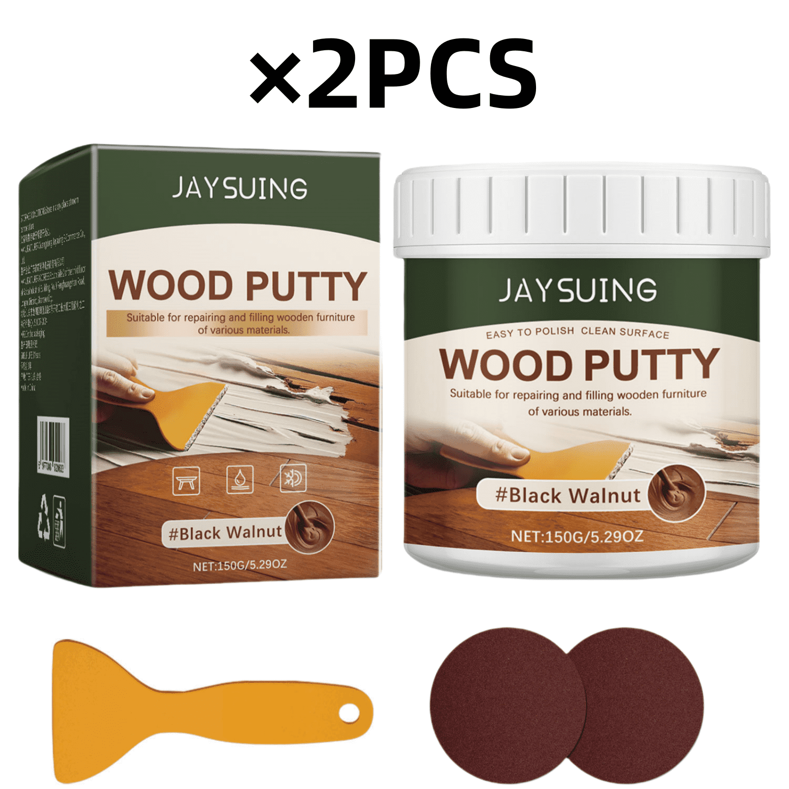 2 Pcs Wood Filler, Multi-Purpose Wood Repair Compound for Cracks, Gaps ...