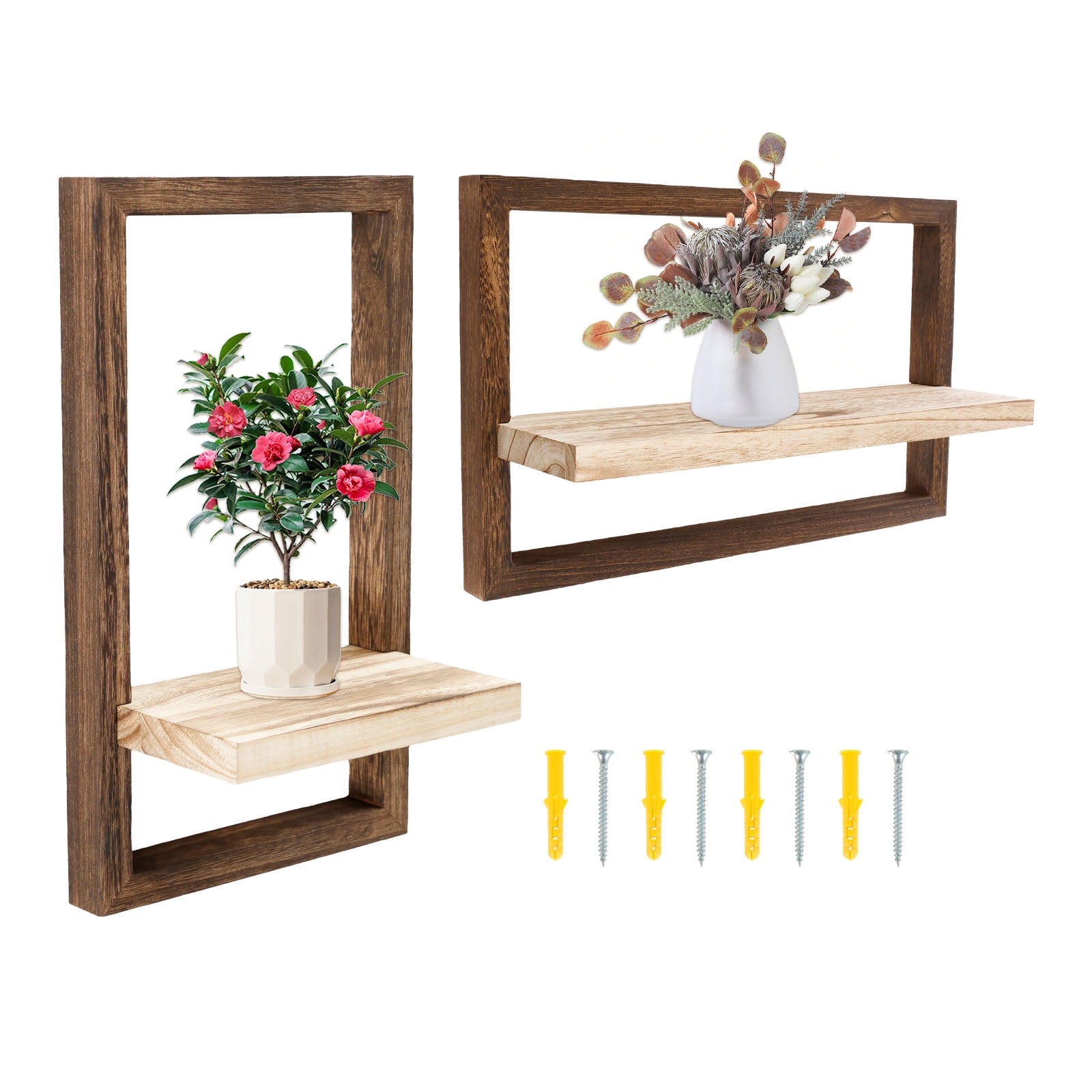 2 Pcs Wood Floating Shelves Square Floating Shelves for Wall Decorative ...