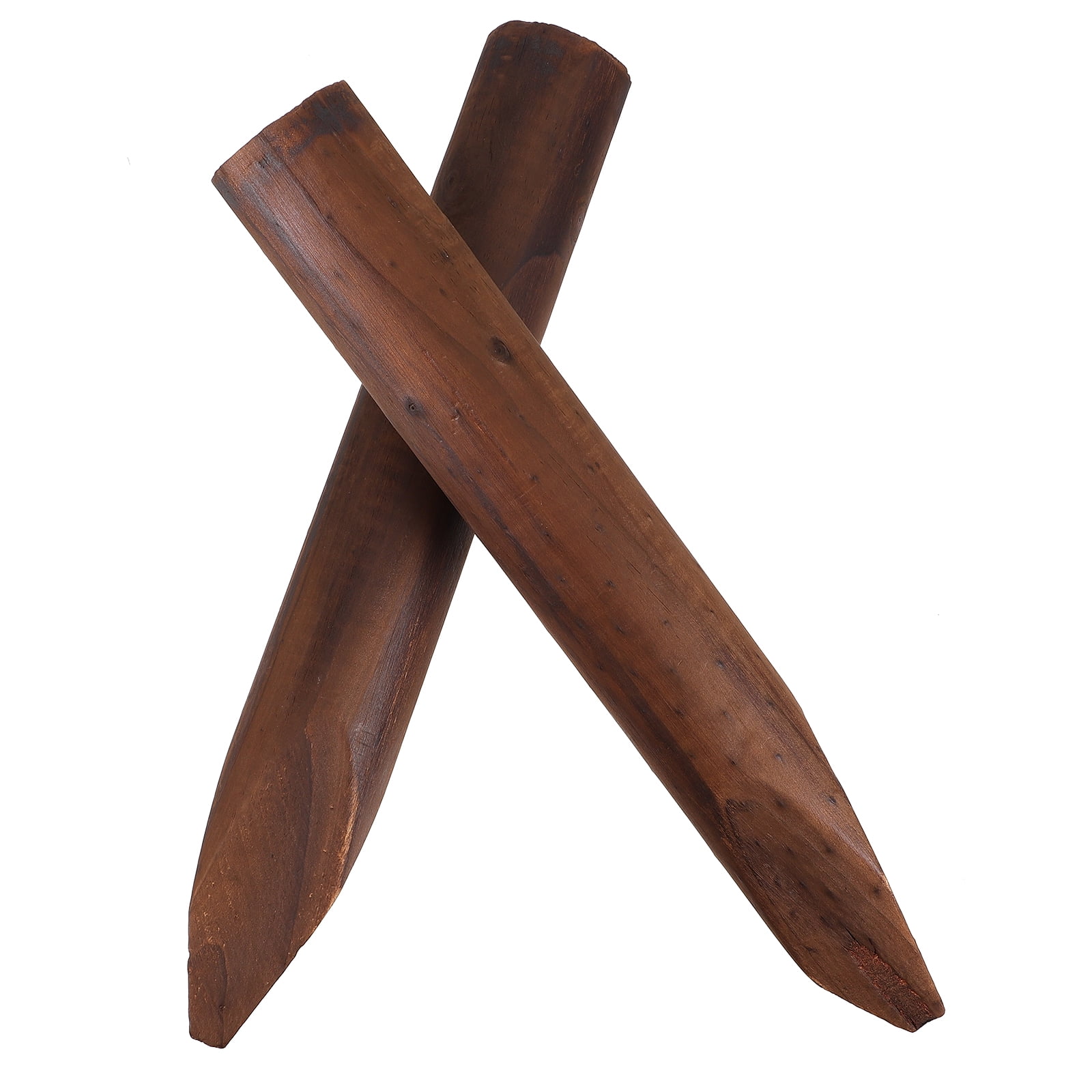 2 Pcs Wood Pile Flower Bed Border Garden Fence Stakes Edging Fence Yard ...